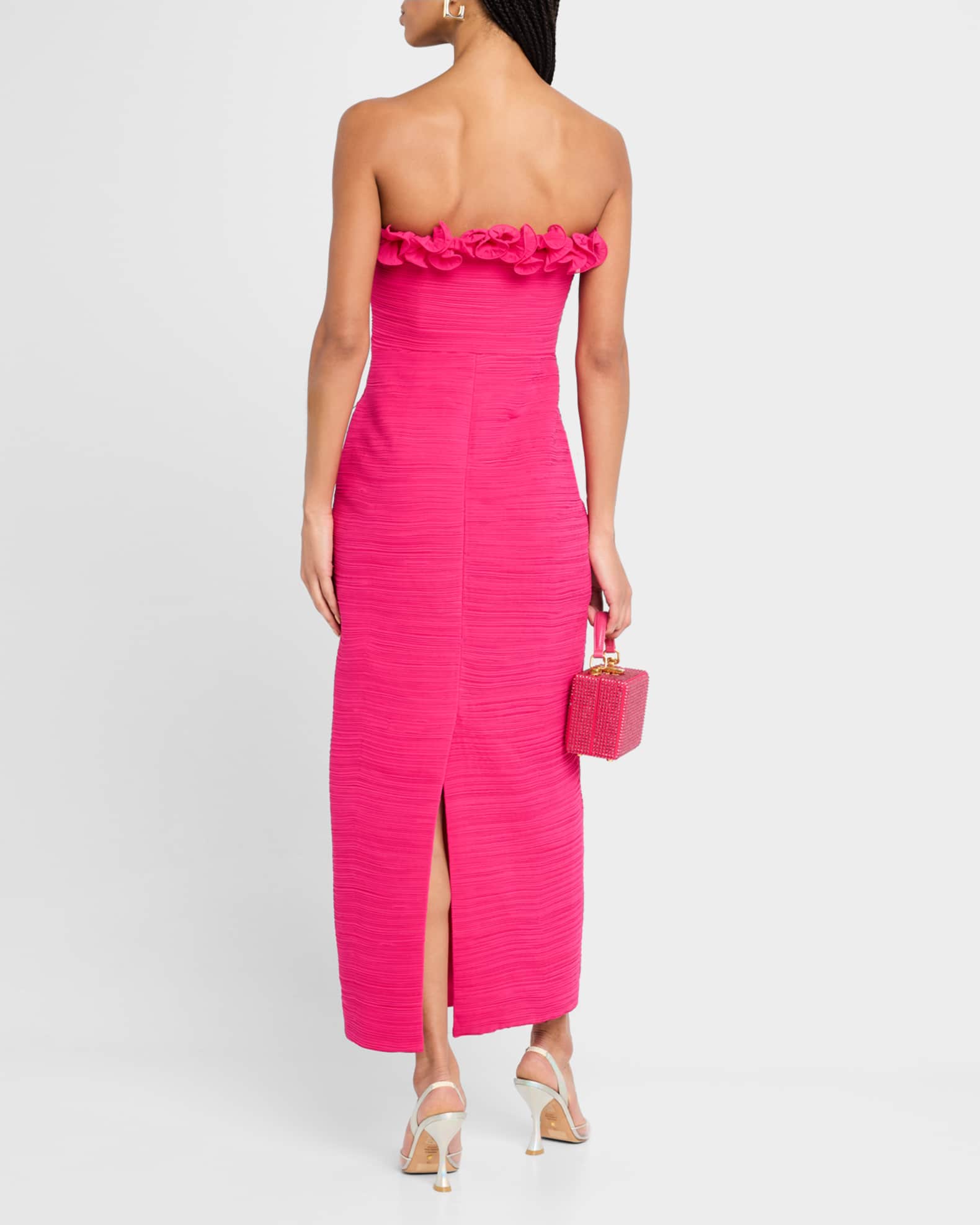 One33 Social Strapless Shirred Georgette Maxi Dress | Neiman Marcus