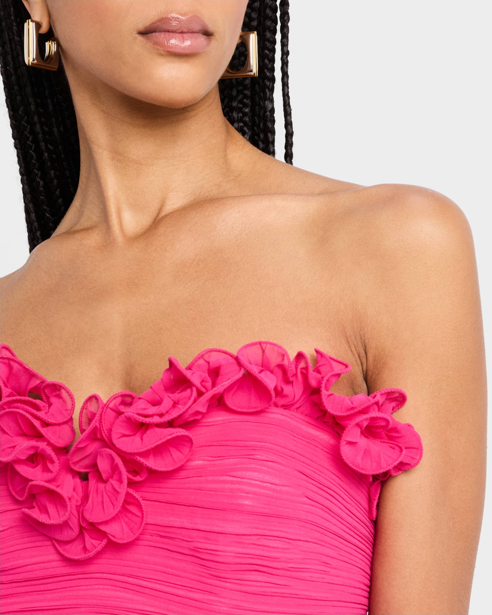 One33 Social Strapless Shirred Georgette Maxi Dress | Neiman Marcus
