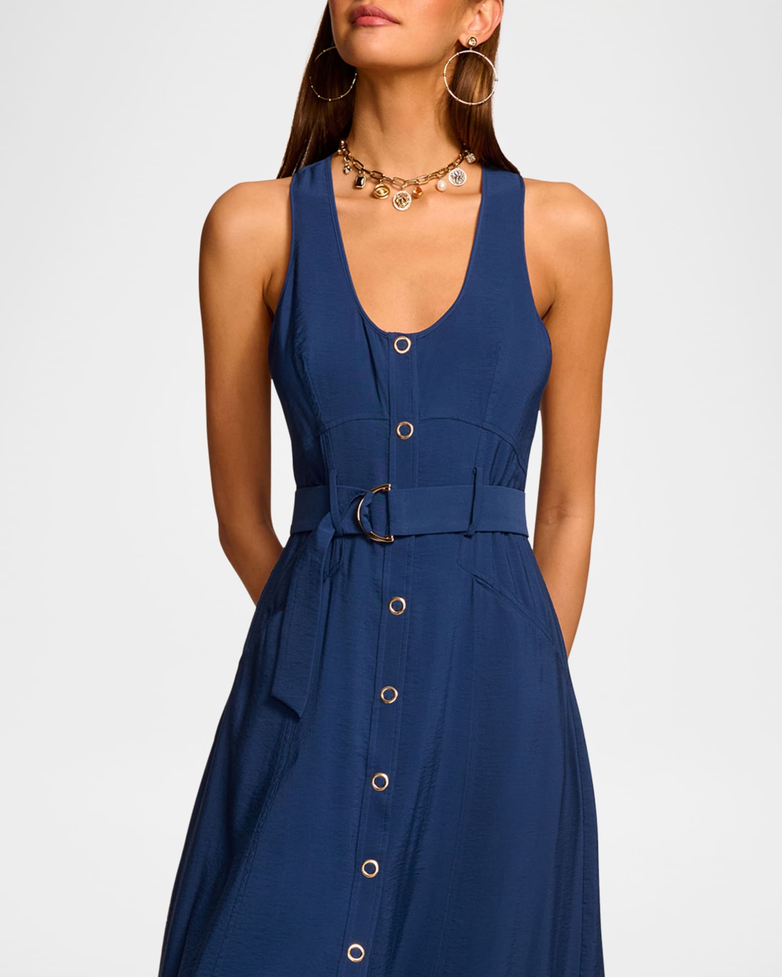 Ramy Brook Nomi Belted Midi Dress | Neiman Marcus