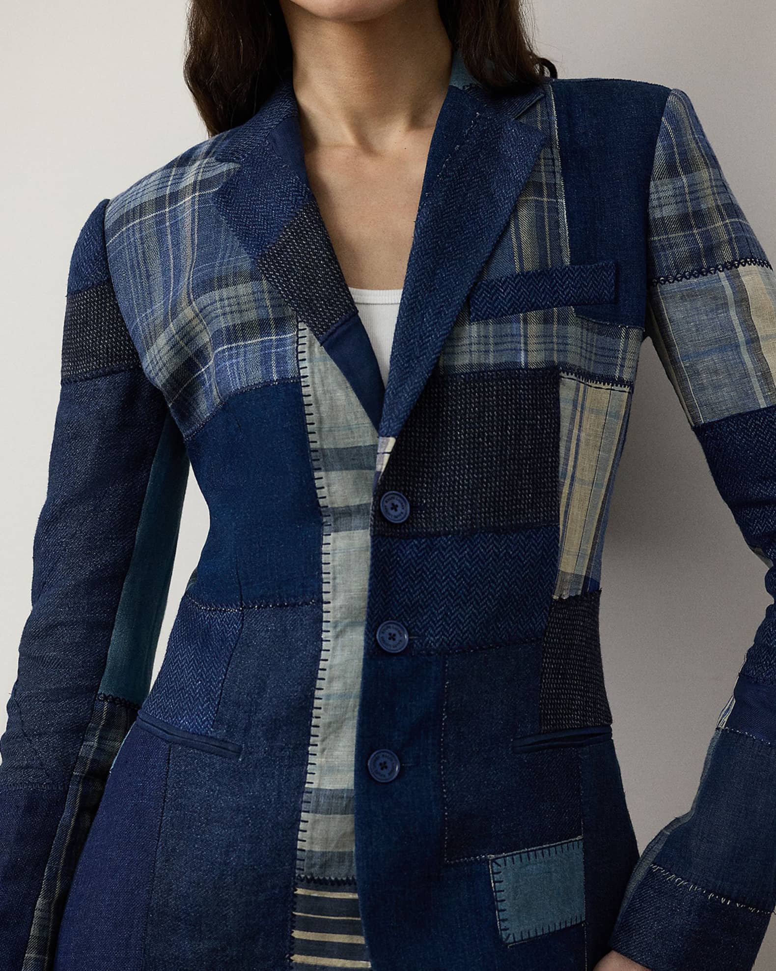 Ralph Lauren Collection Skye Multi Patchwork Single-Breasted Jacket ...