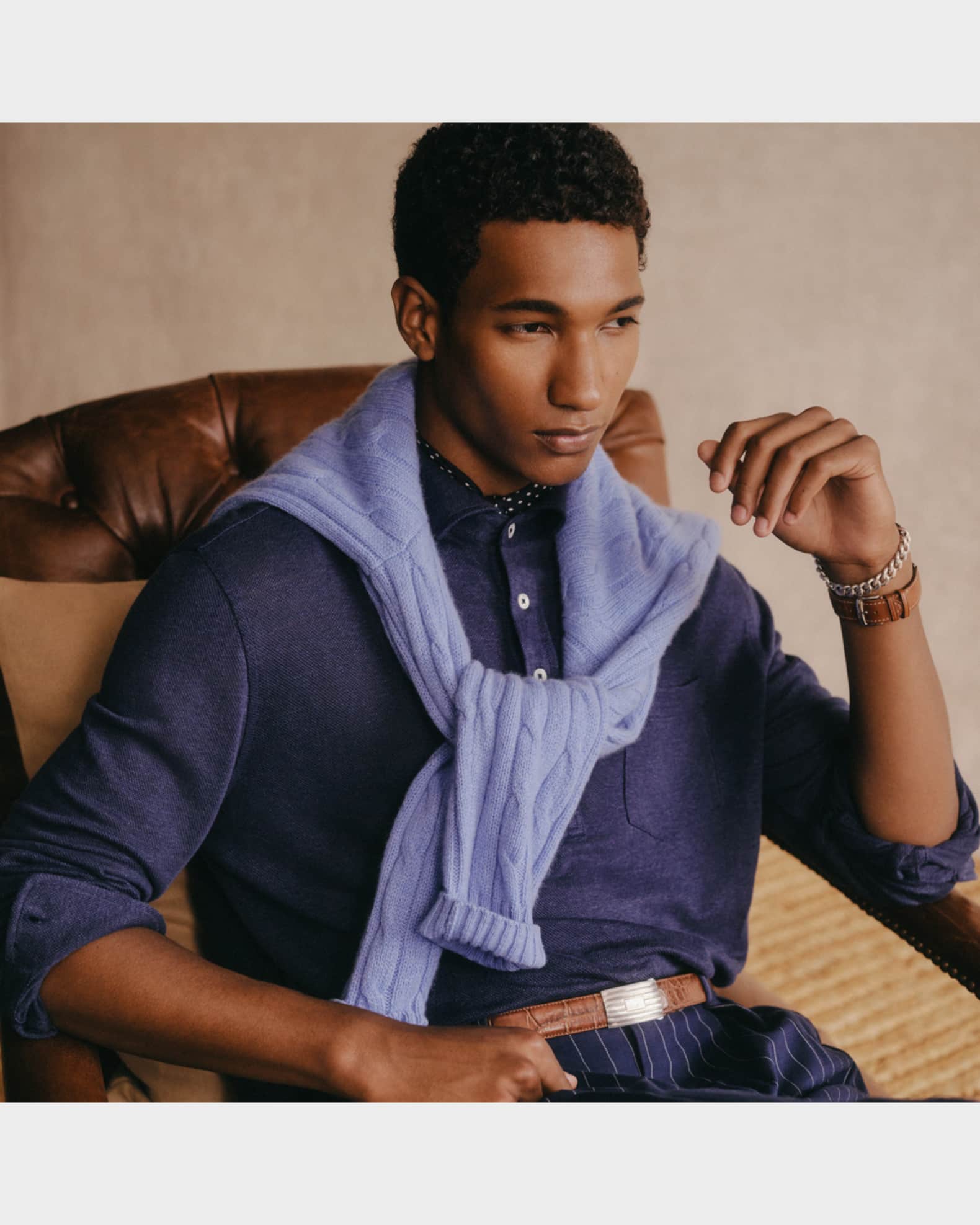 Polo Ralph Lauren Men's Linen Mesh Polo Shirt | Neiman Marcus
