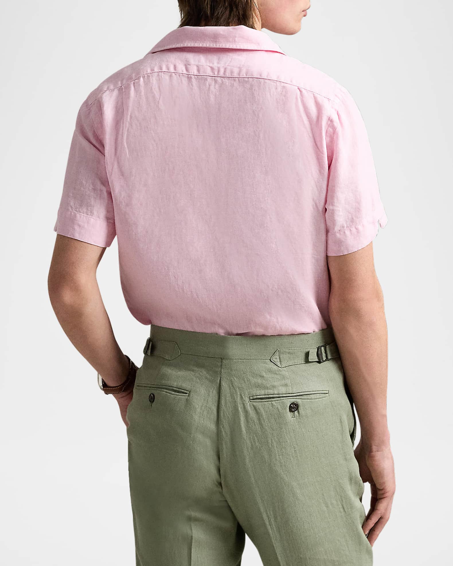 Polo Ralph Lauren Men's Slub Linen Camp Shirt | Neiman Marcus