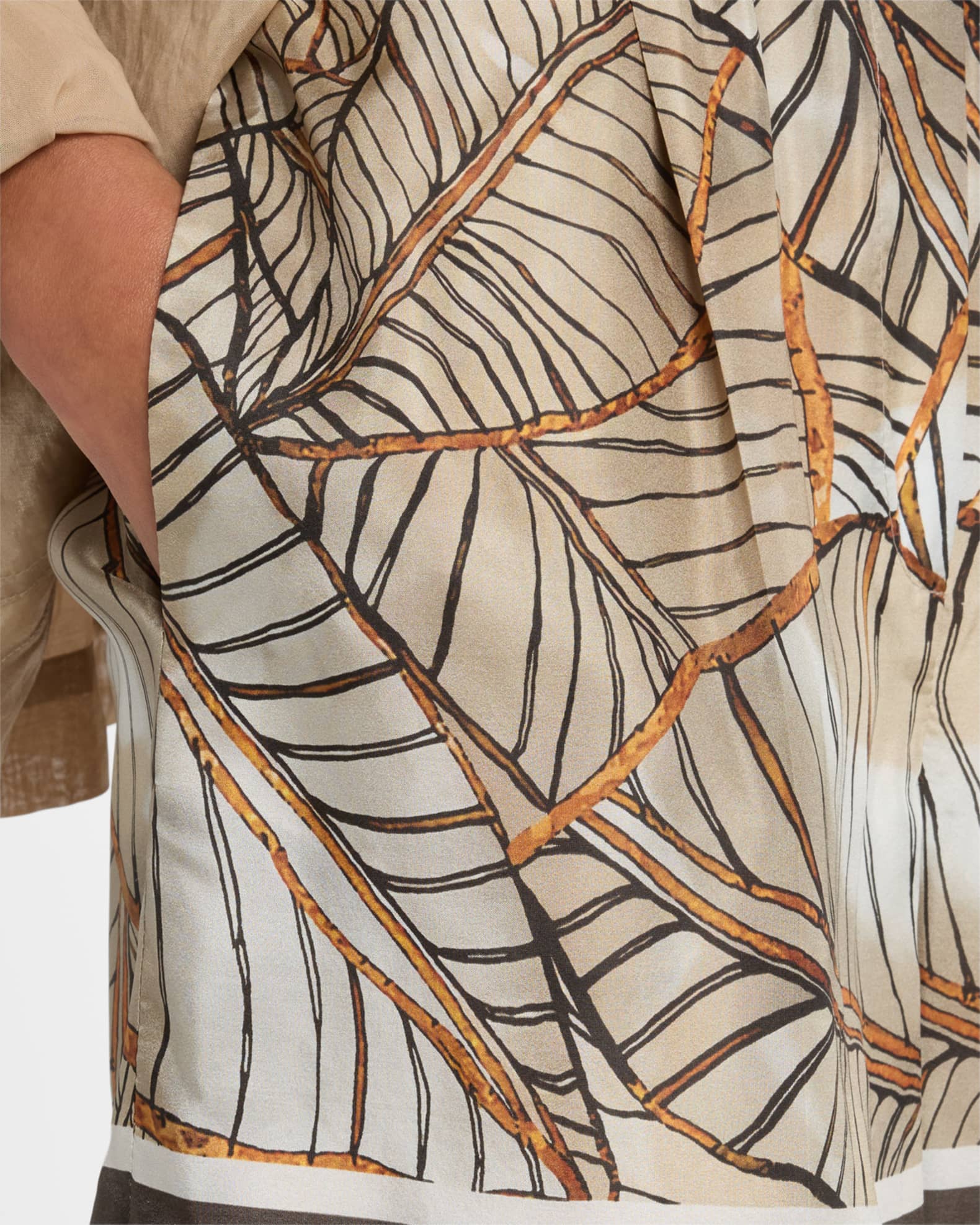 Brunello Cucinelli Papyrus Print Ponge Silk Pull-On Shorts | Neiman Marcus