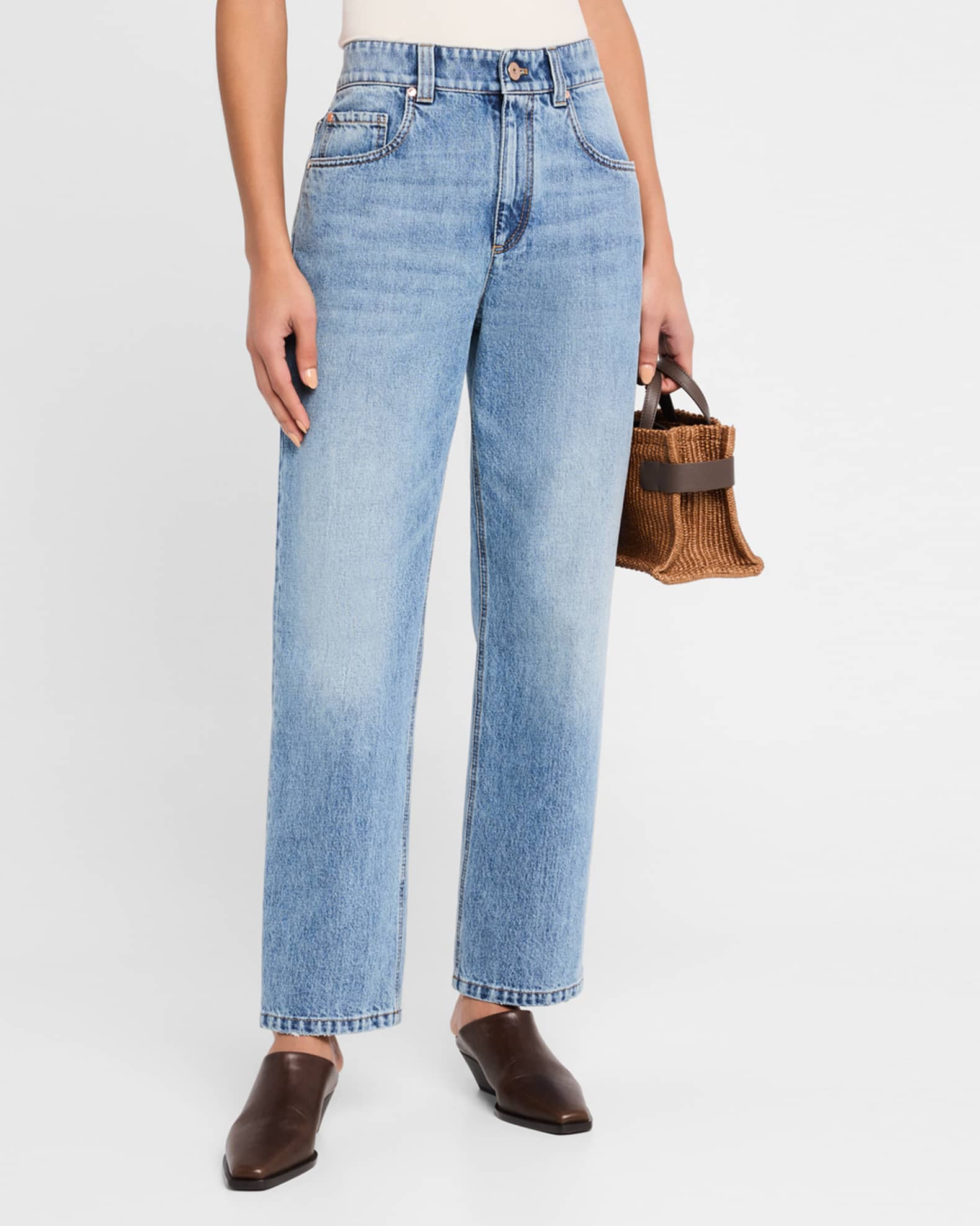 Brunello Cucinelli High-Rise Straight Jeans | Neiman Marcus