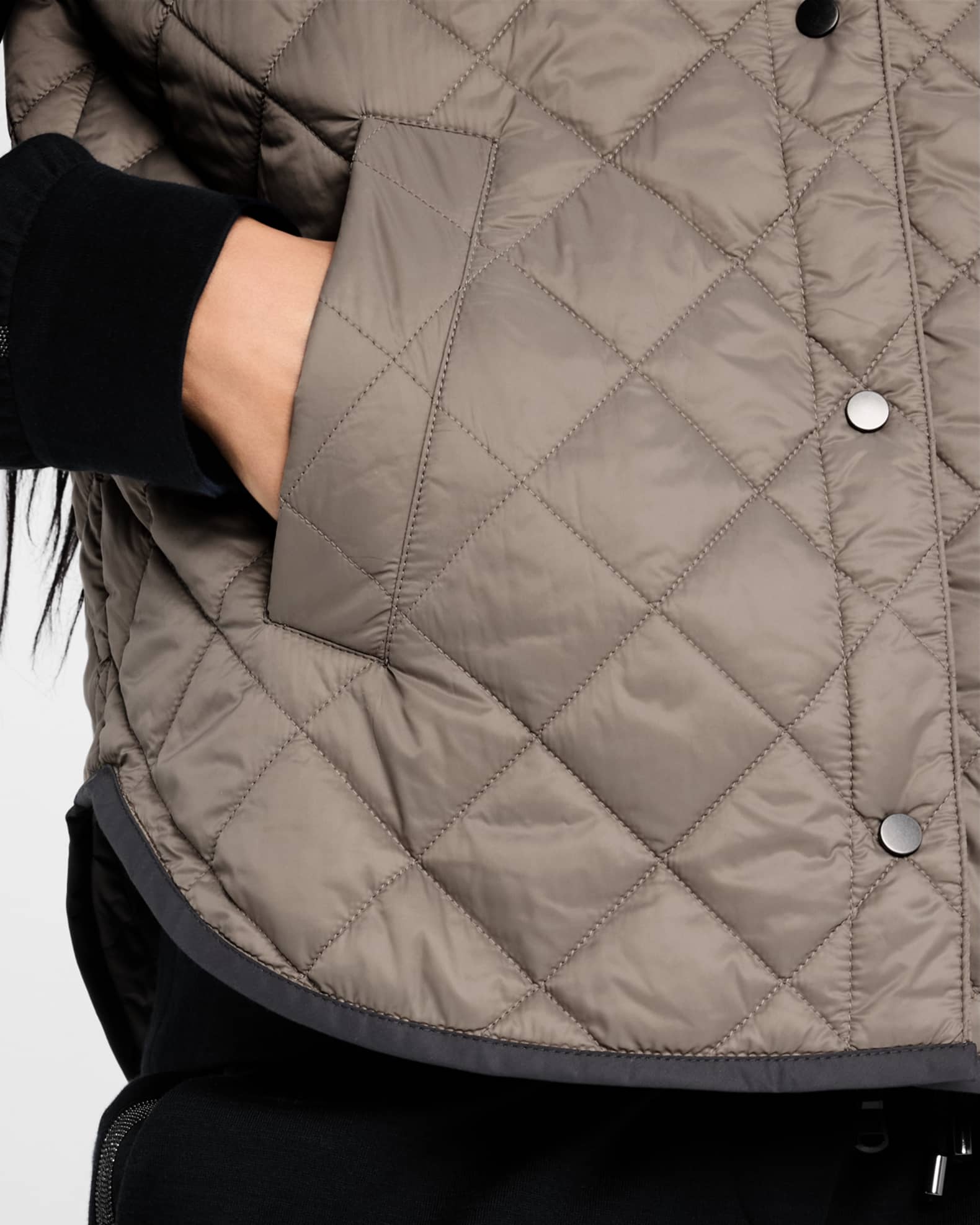 Brunello Cucinelli Quilted Nylon Padded Thermal Hooded Vest | Neiman Marcus