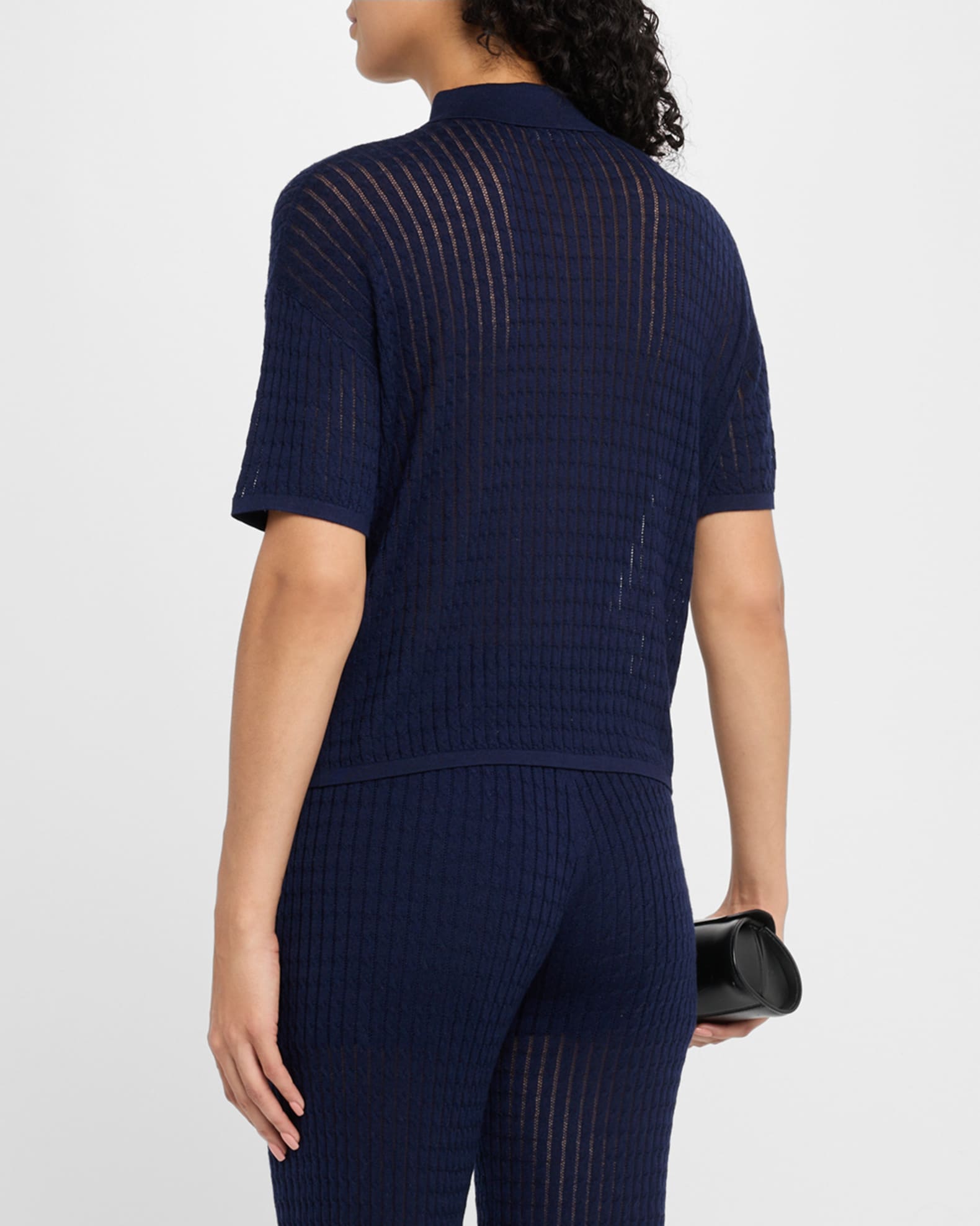 Naadam Pointelle Cable-Knit Top | Neiman Marcus