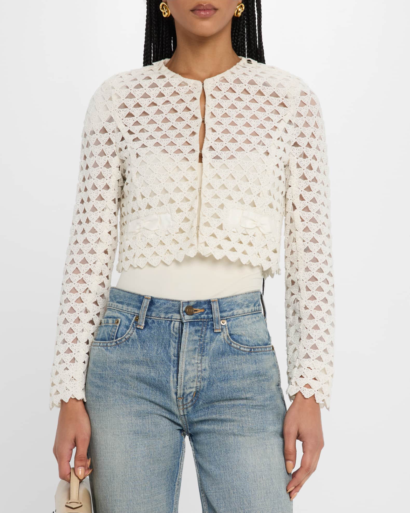 LoveShackFancy Alaya Crochet Heart Jacket | Neiman Marcus