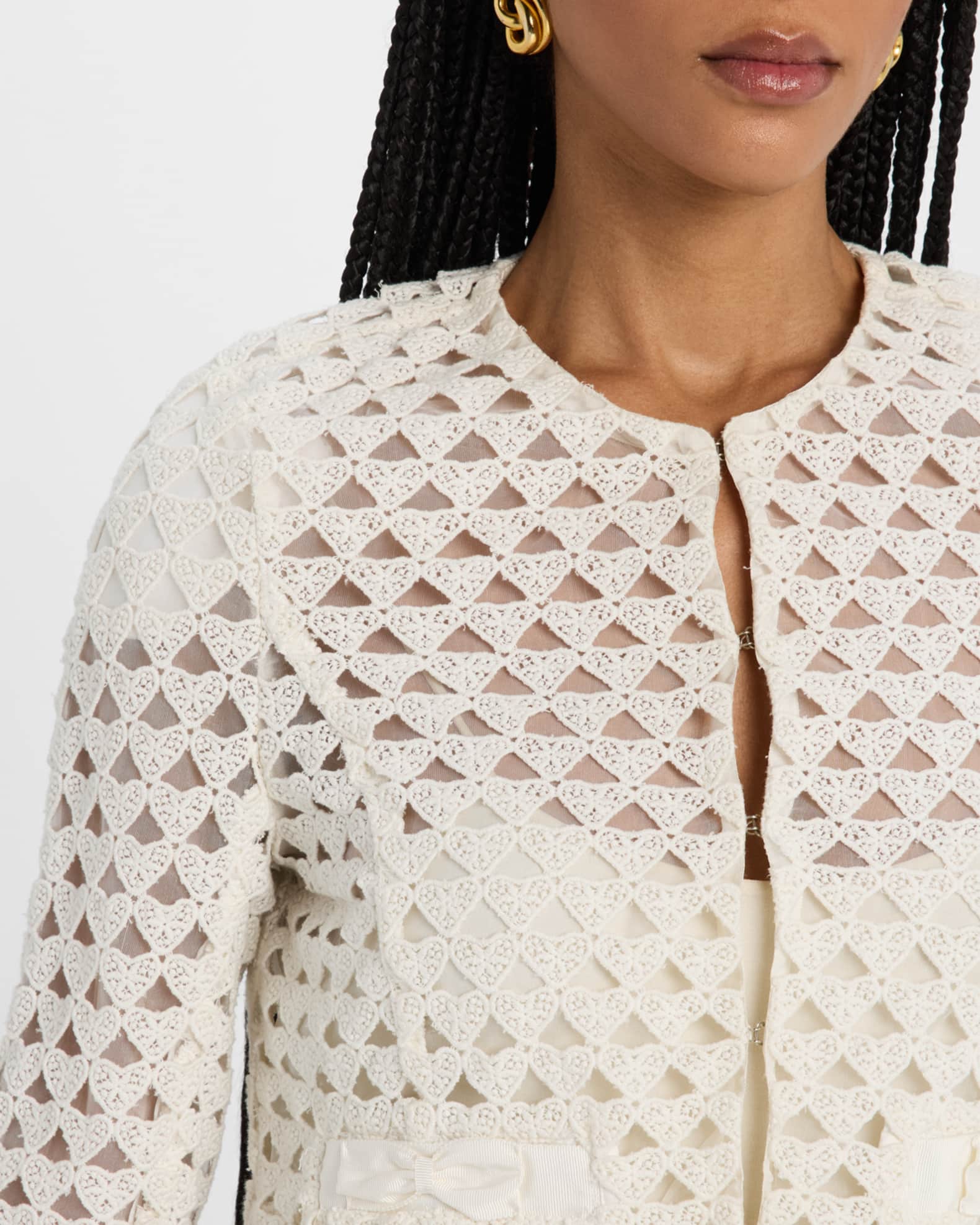LoveShackFancy Alaya Crochet Heart Jacket | Neiman Marcus