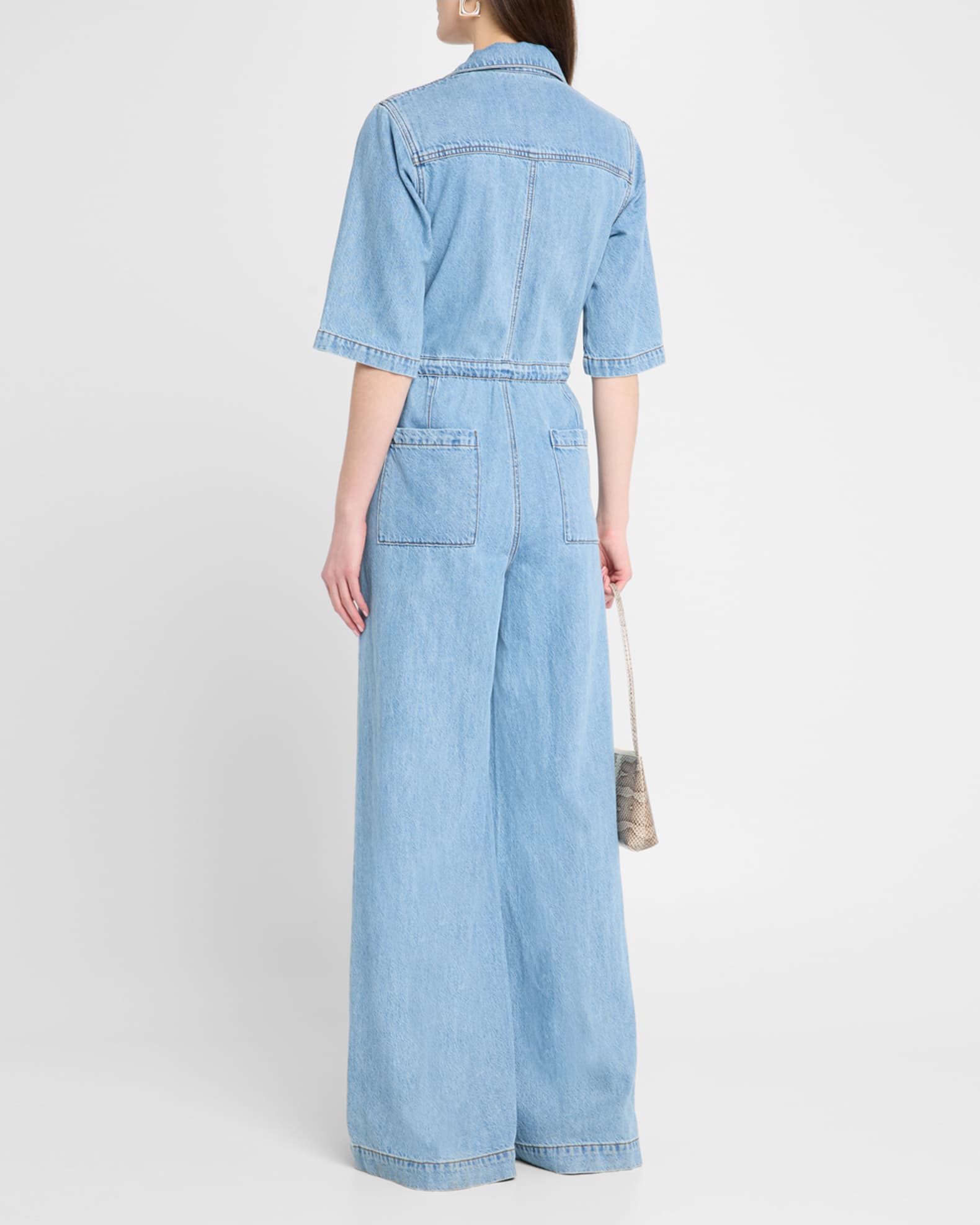 PAIGE Rumi Wide-Leg Denim Jumpsuit | Neiman Marcus
