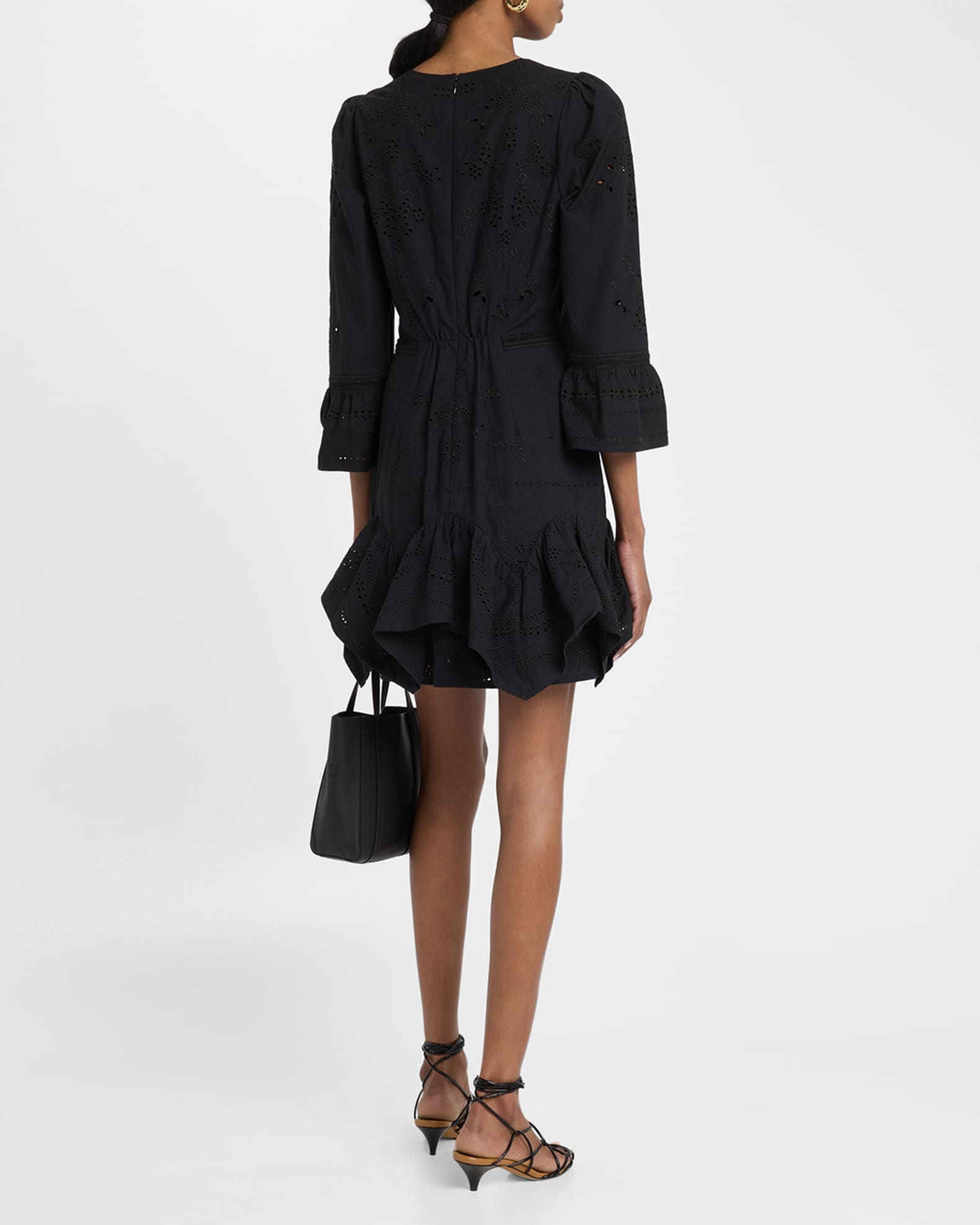 Marchesa Rosa Eyelet Floral-Embroidered Cotton Mini Dress | Neiman Marcus