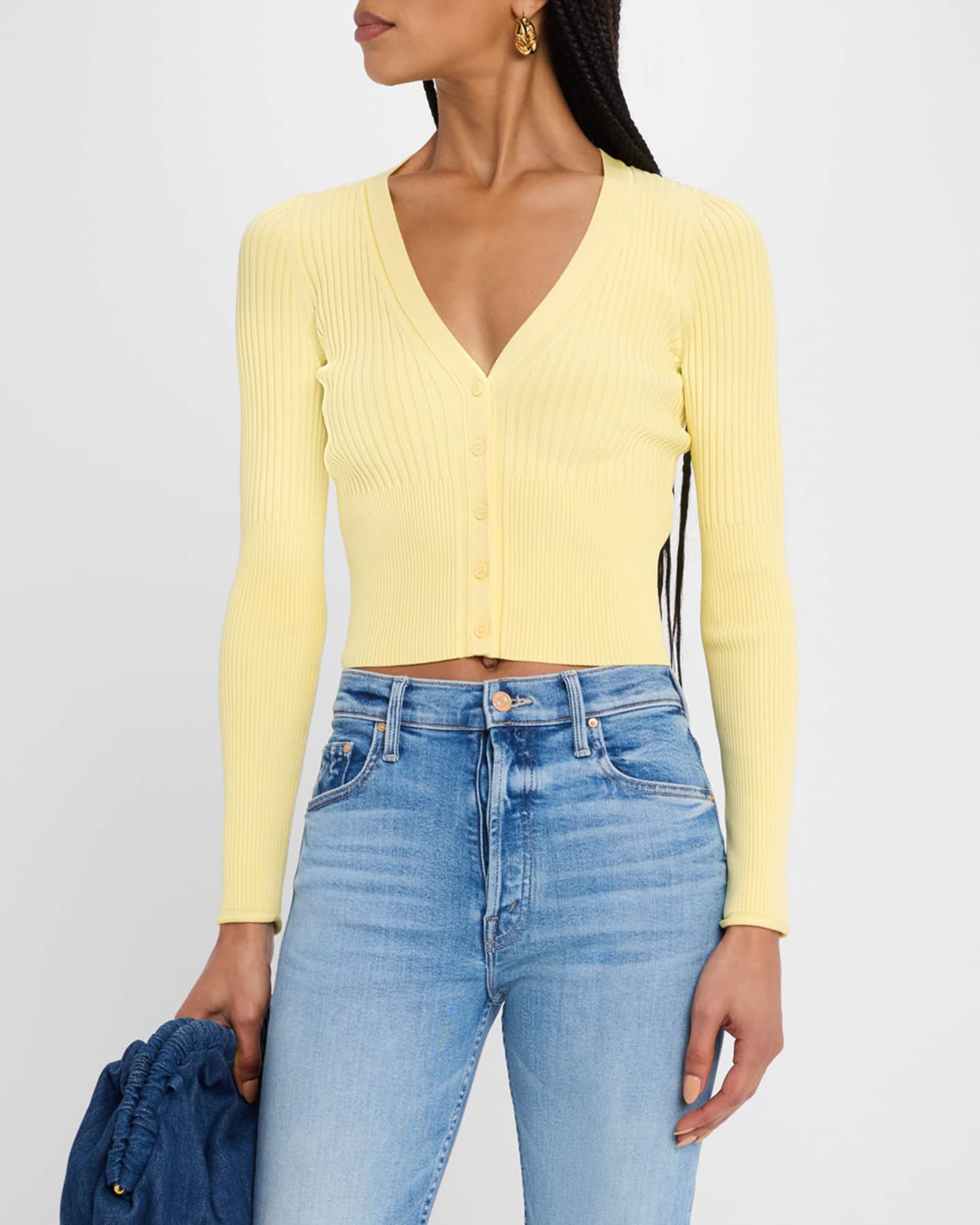 SIMKHAI Ailany V-Neck Cropped Cardigan | Neiman Marcus