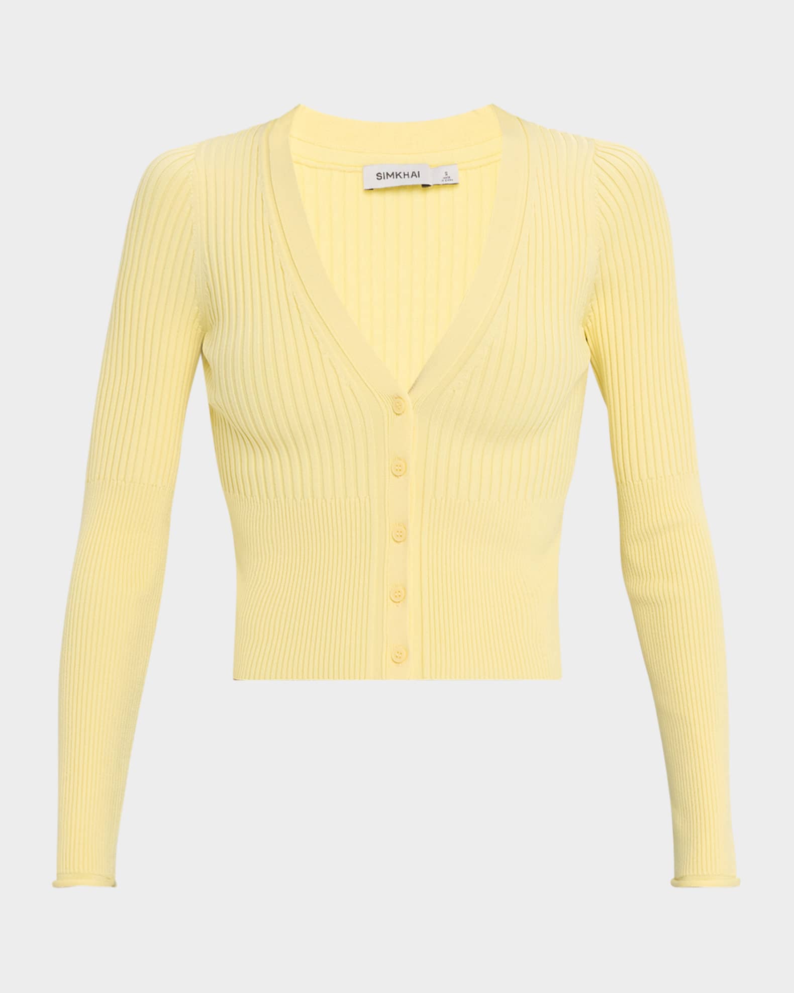 SIMKHAI Ailany V-Neck Cropped Cardigan | Neiman Marcus