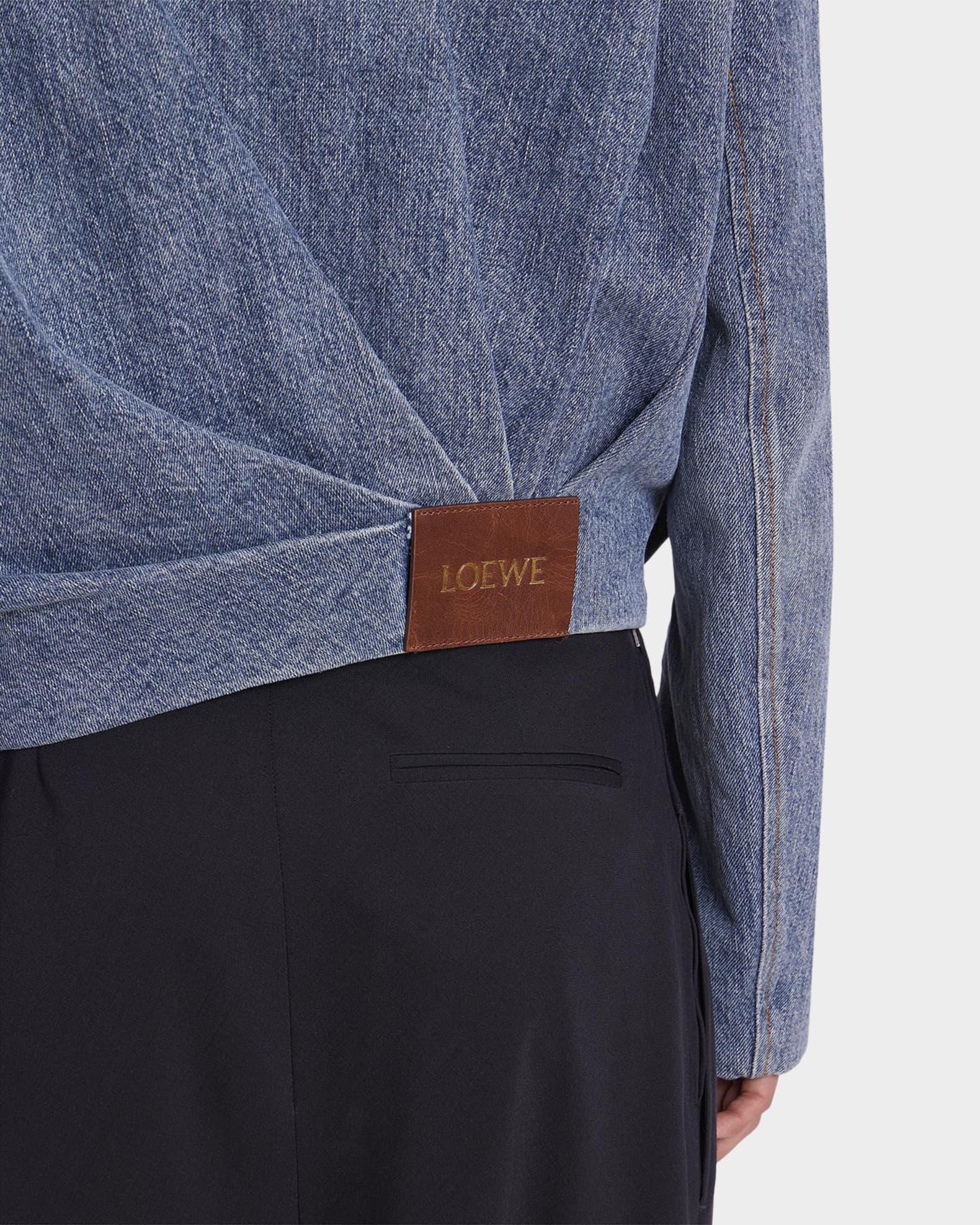 Loewe Draped Denim Bomber Jacket | Neiman Marcus