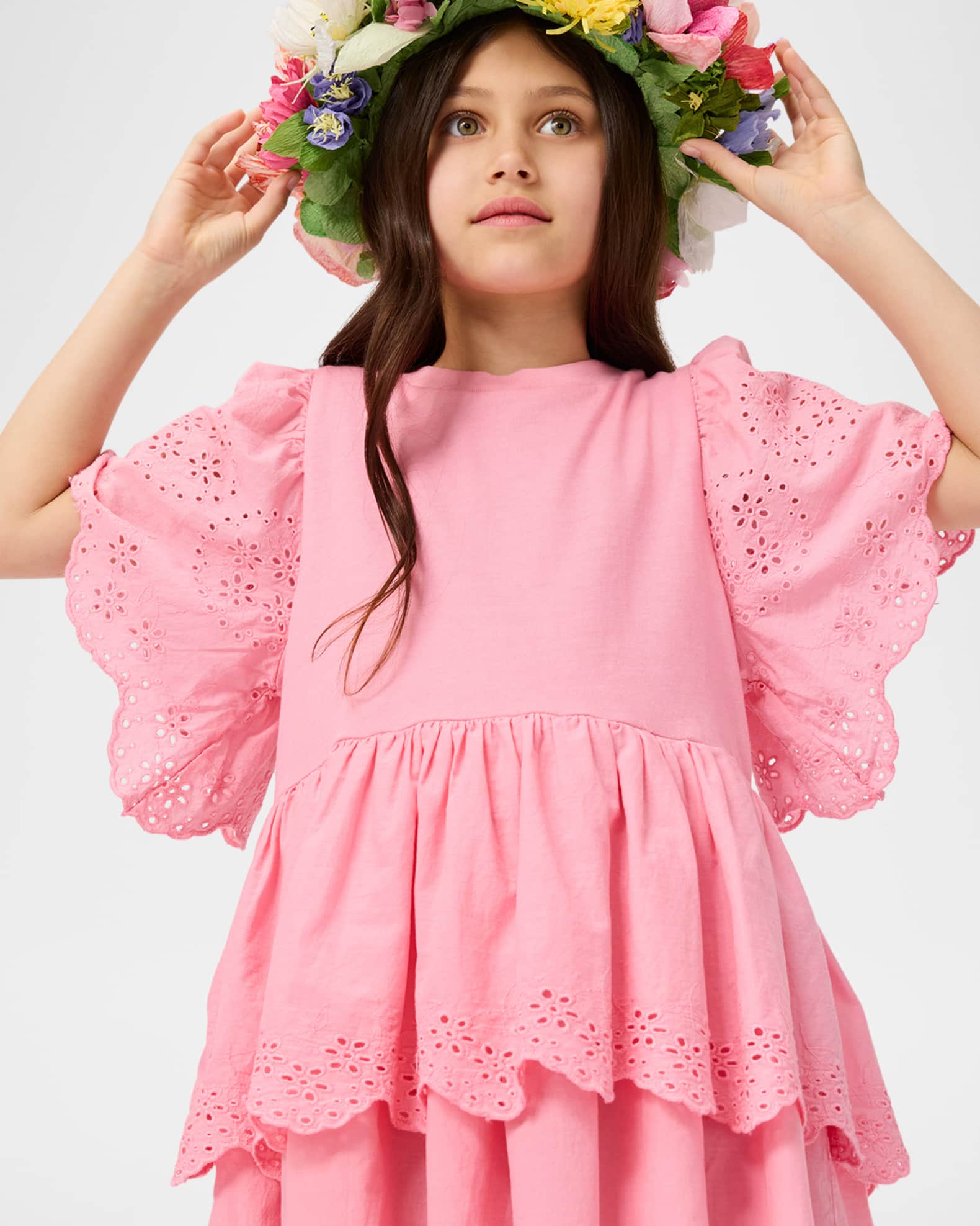 Molo Girl's Ceelia Eyelet Embroidered Dress, Size 7-12 | Neiman Marcus