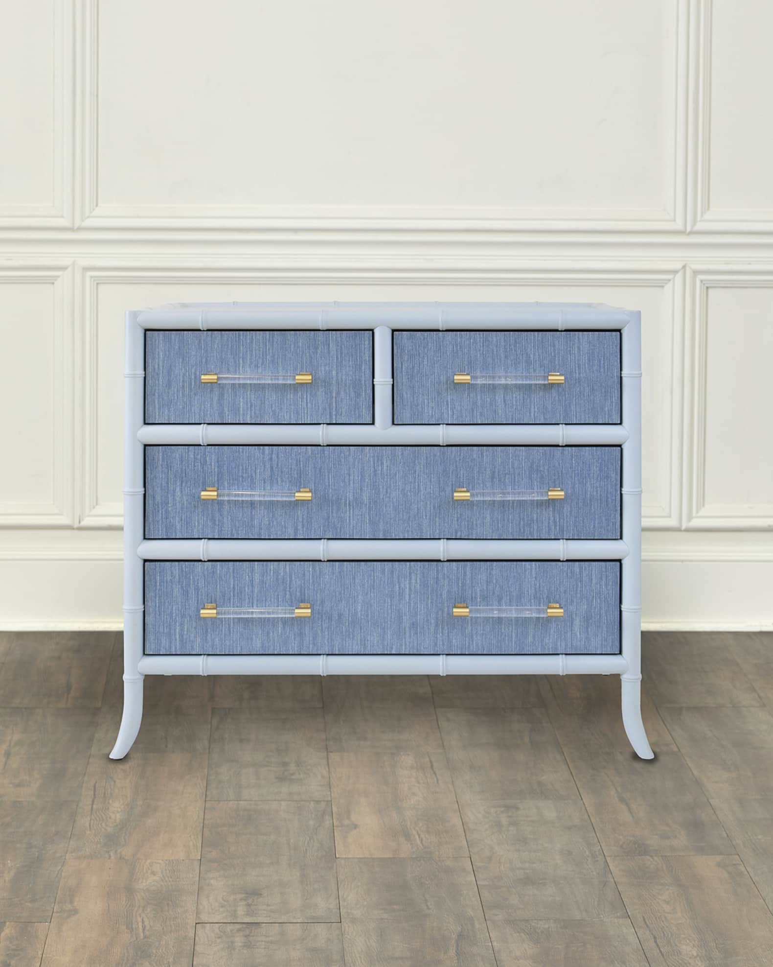 Worlds Away Beckett 4-Drawer Chest, Blue | Neiman Marcus