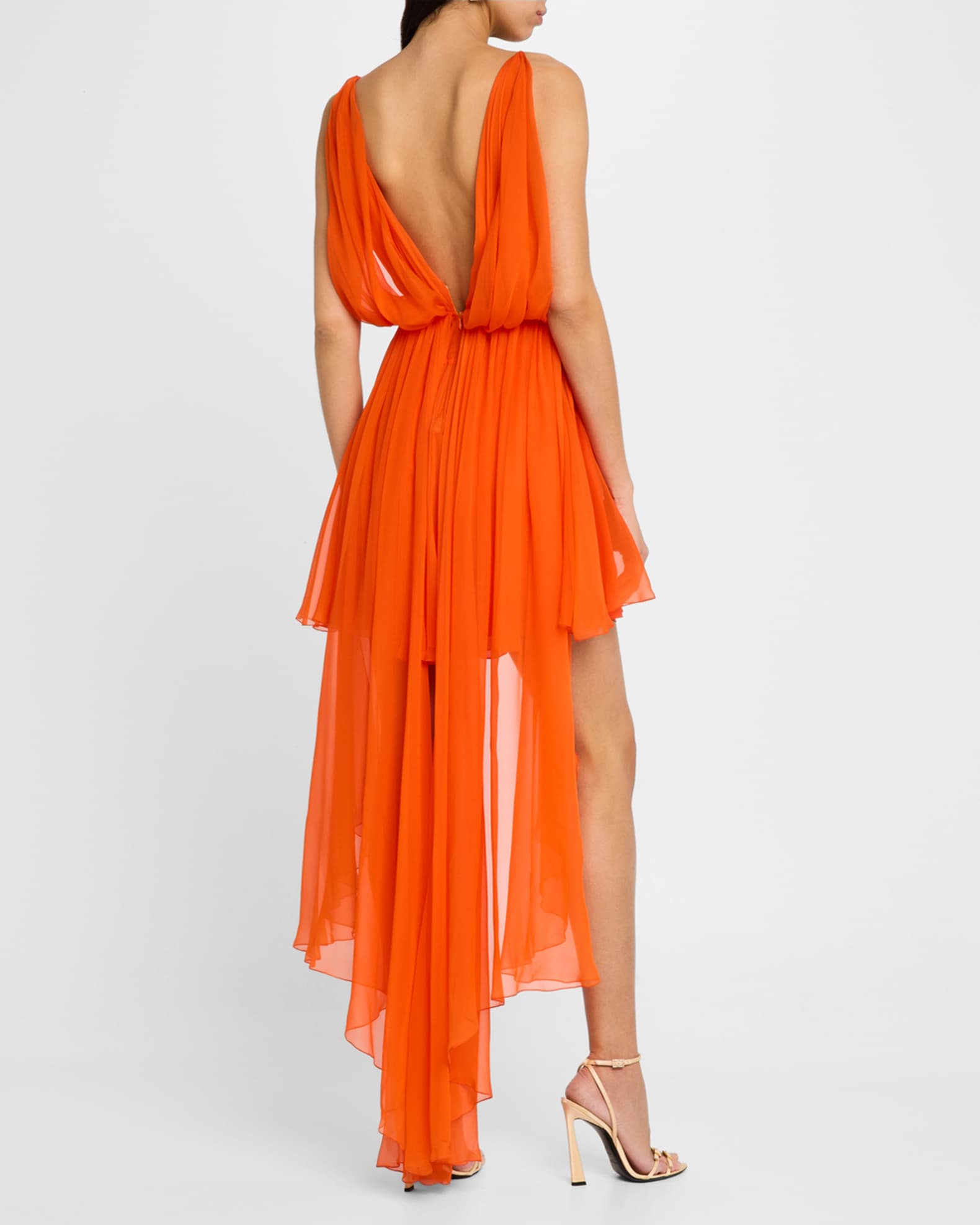 Alberta Ferretti Backless Drape Silk Mini Dress | Neiman Marcus