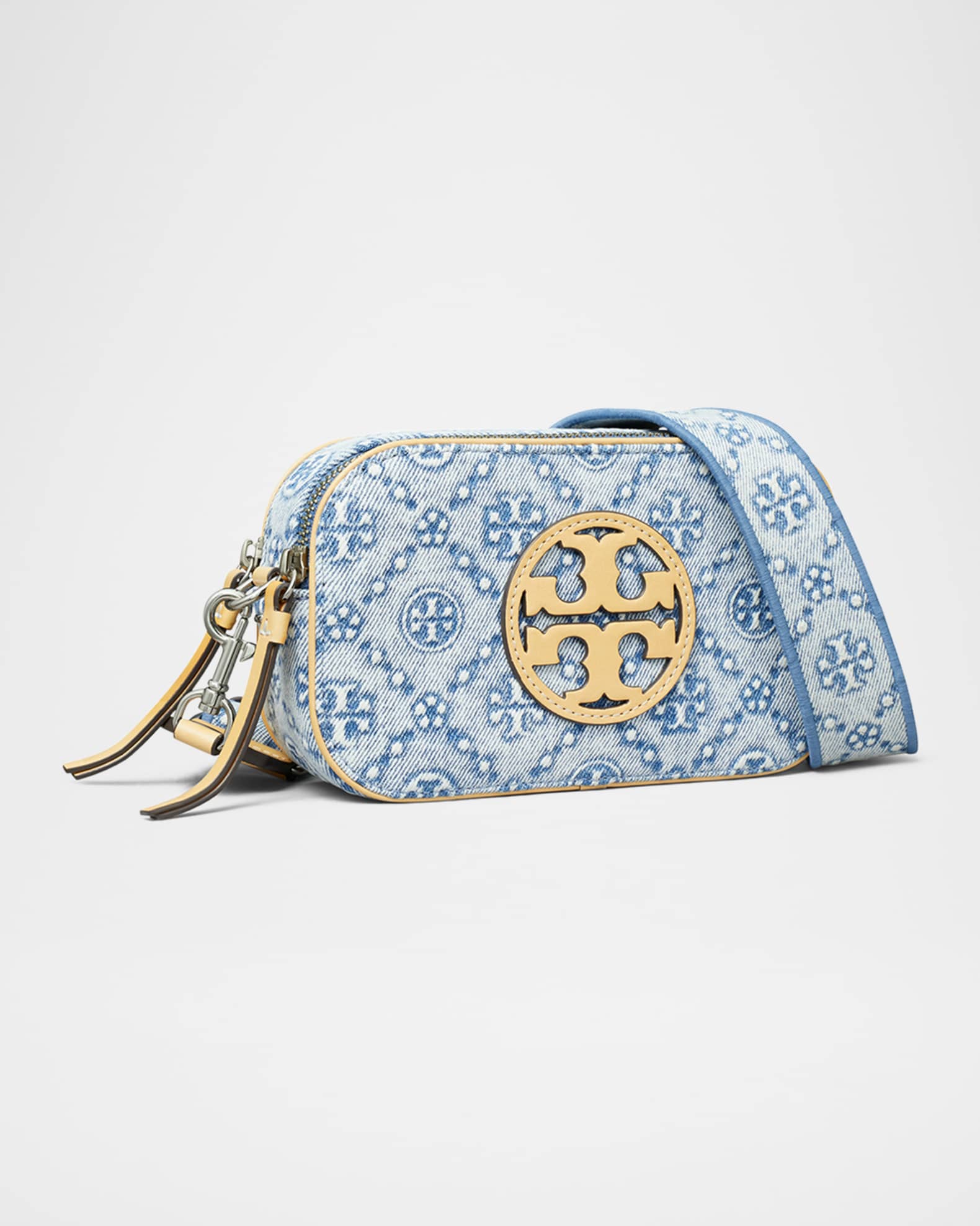 Tory Burch Miller Mini T Monogram Denim Crossbody Bag | Neiman Marcus