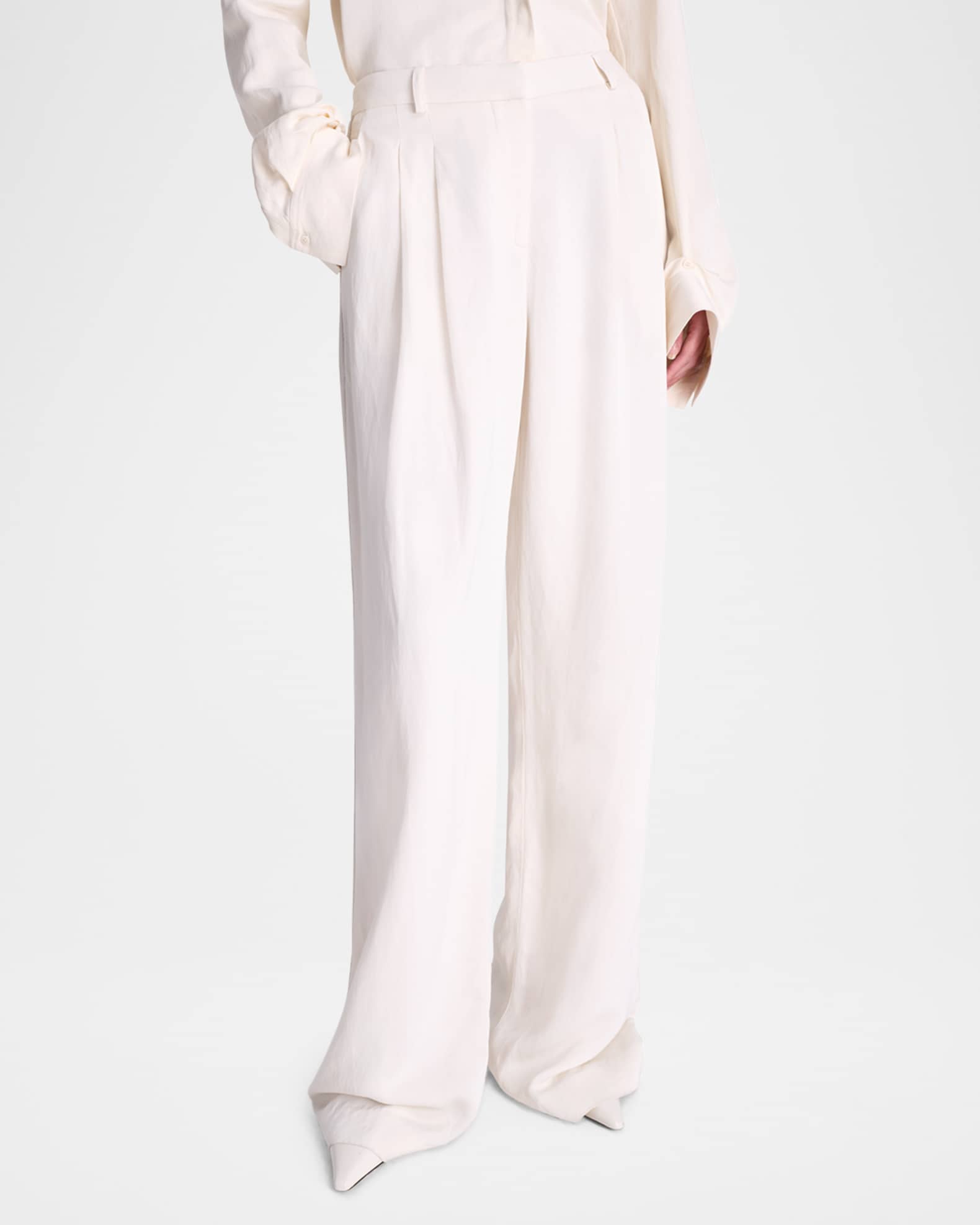 TWP Sulli Linen-Blend Trousers with Sequined Side Stripes | Neiman Marcus