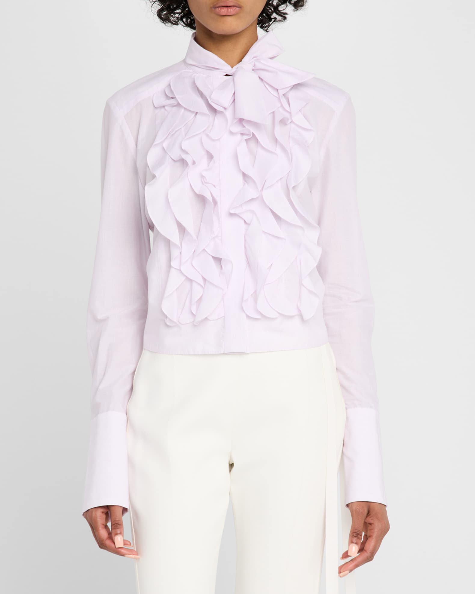 TWP Patti Crinkled Silk Cotton Voile Blouse | Neiman Marcus