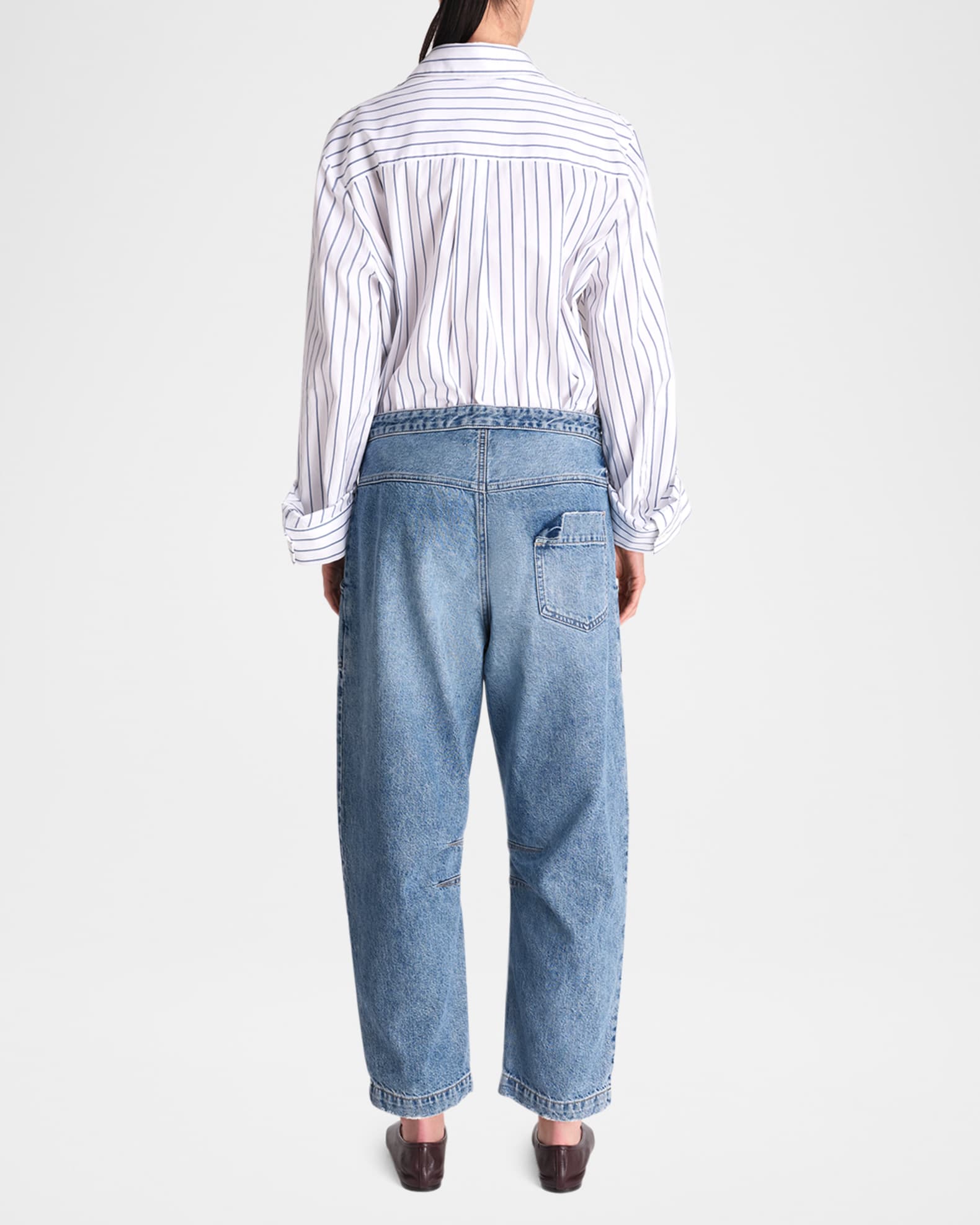 TWP Jetties Beach Drawstring Barrel-Leg Jeans | Neiman Marcus