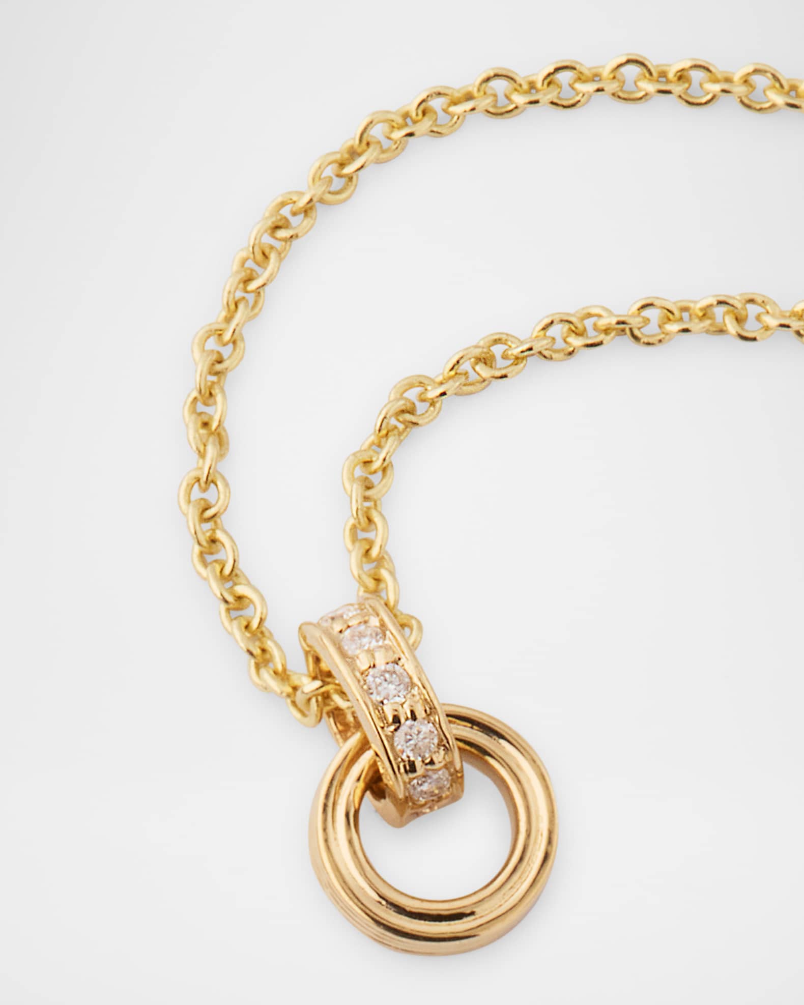 Sydney Evan Fluted Linked Diamond Ring Charm Necklace | Neiman Marcus