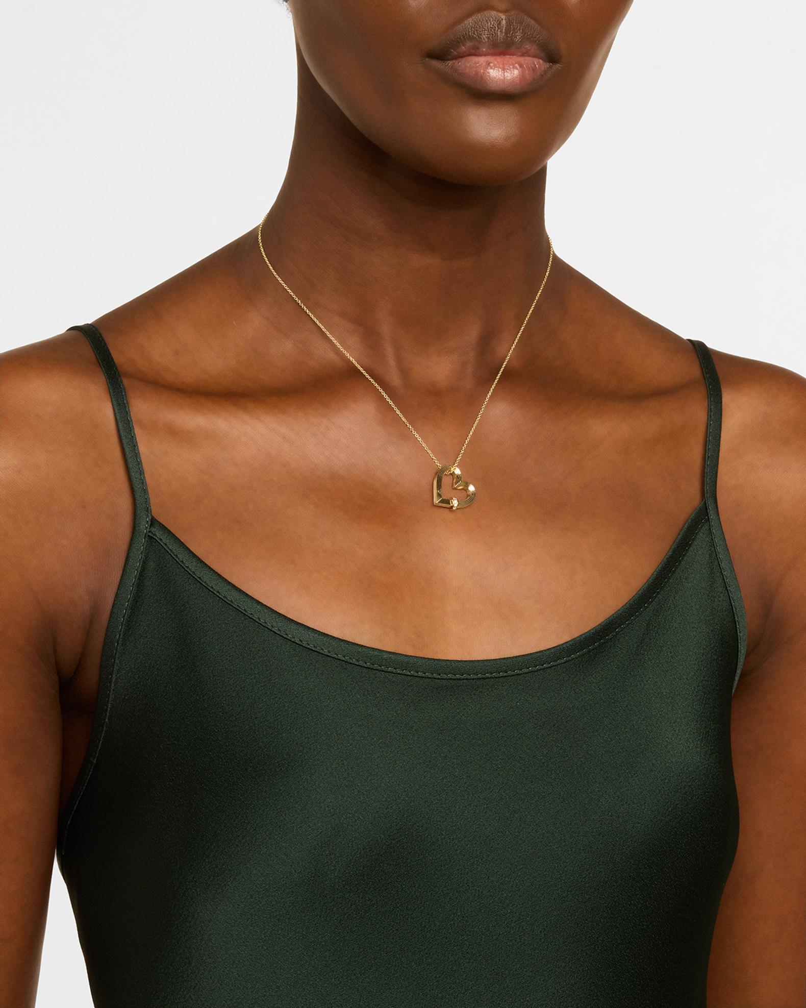 Sydney Evan Fluted Diamond Rondelle Heart Charm Necklace | Neiman Marcus