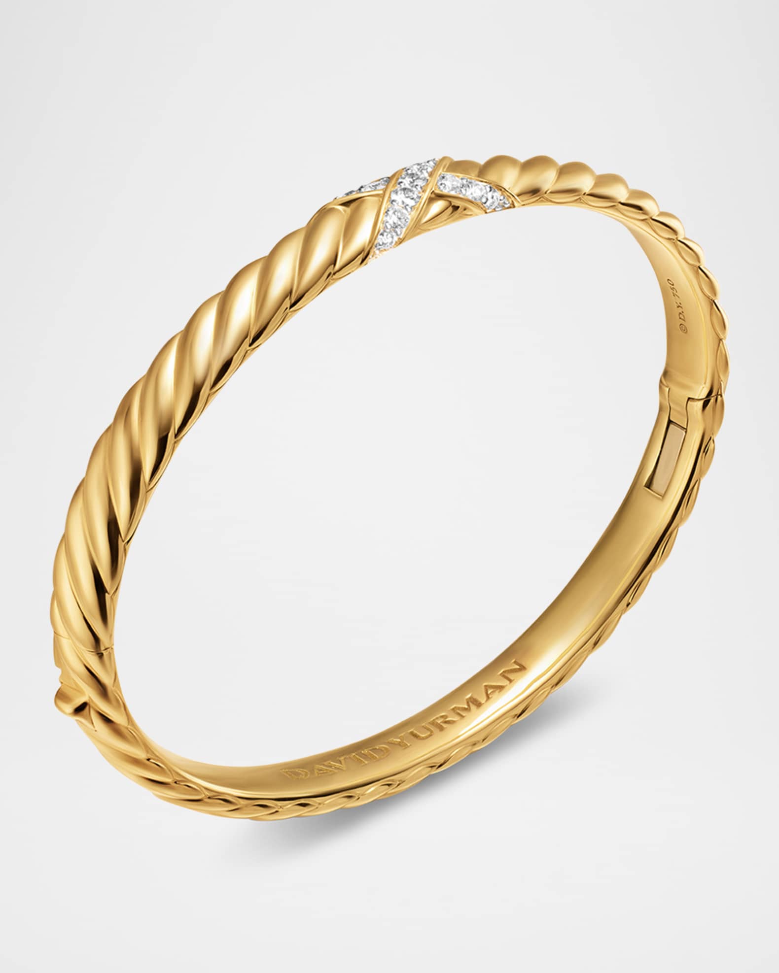 Sculpted Cable X Center Station Bracelet with Diamonds in 18K Gold ...