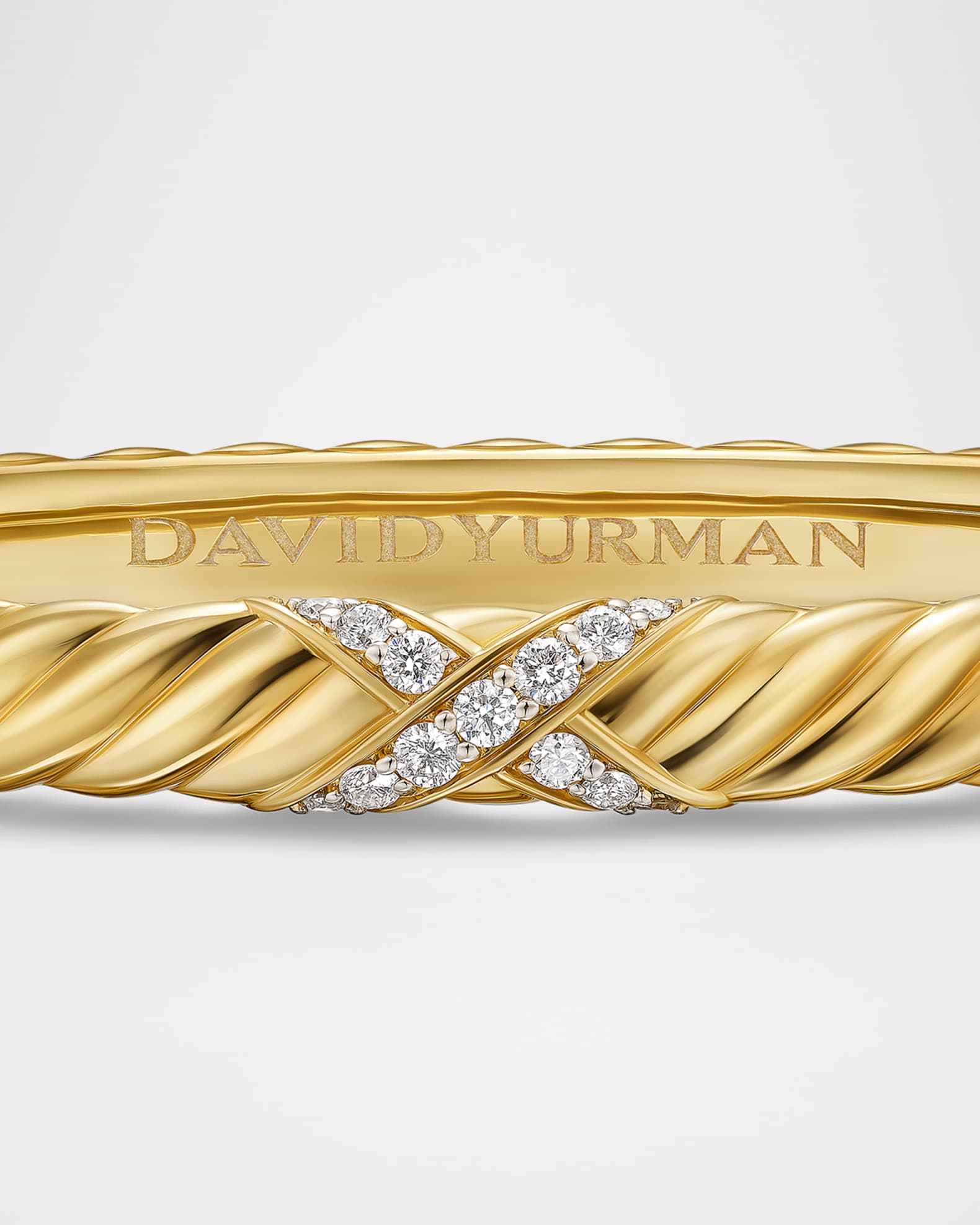 Sculpted Cable X Center Station Bracelet with Diamonds in 18K Gold ...