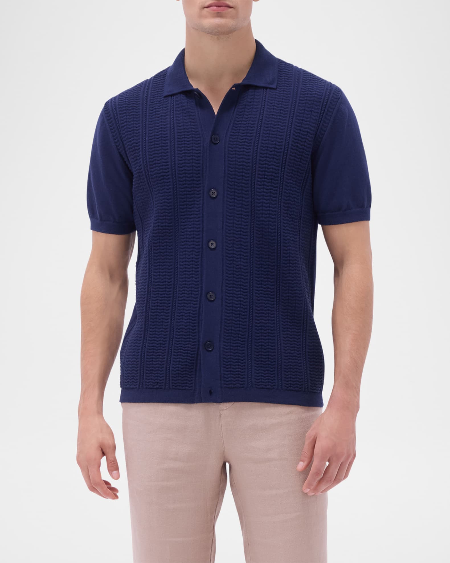 Bugatchi Men's Short-Sleeve Full Button Sweater | Neiman Marcus