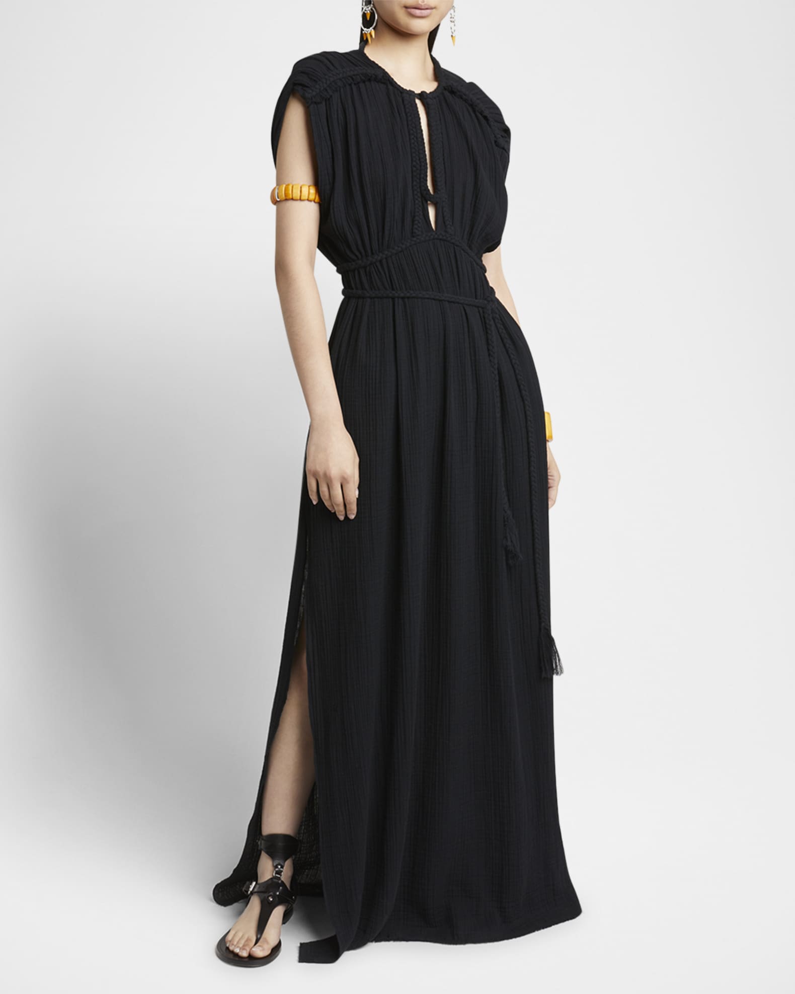Isabel Marant Joya Braid Gathered Backless Maxi Dress | Neiman Marcus
