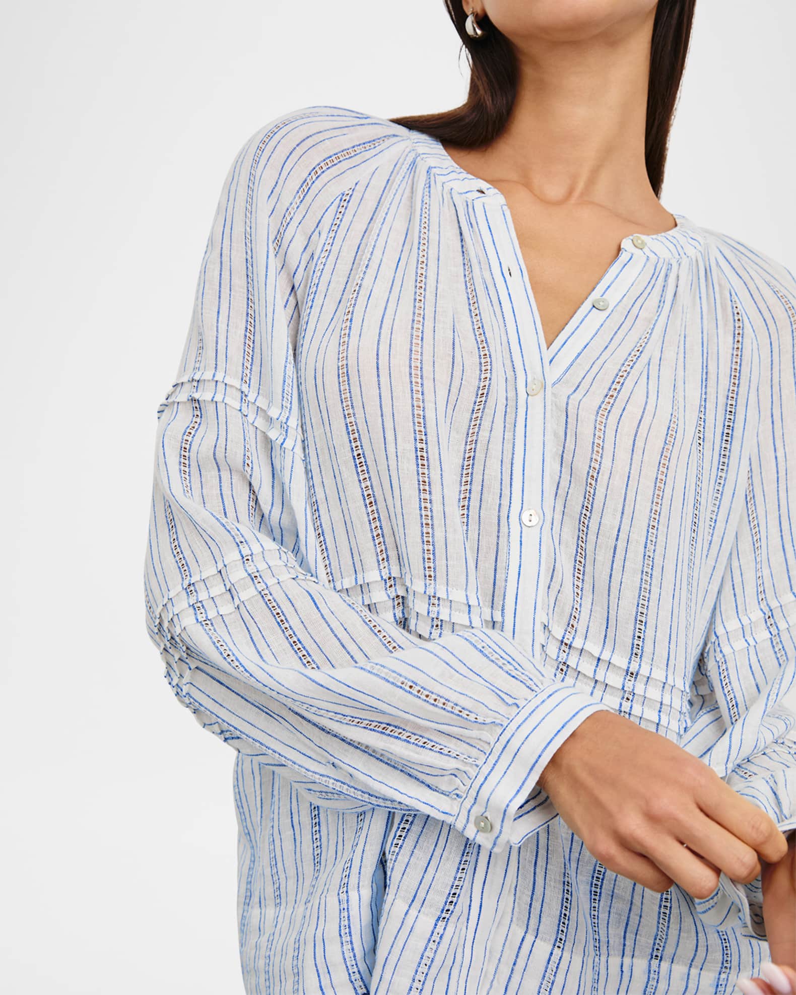 Rails Frances Button-Front Linen Blouse | Neiman Marcus
