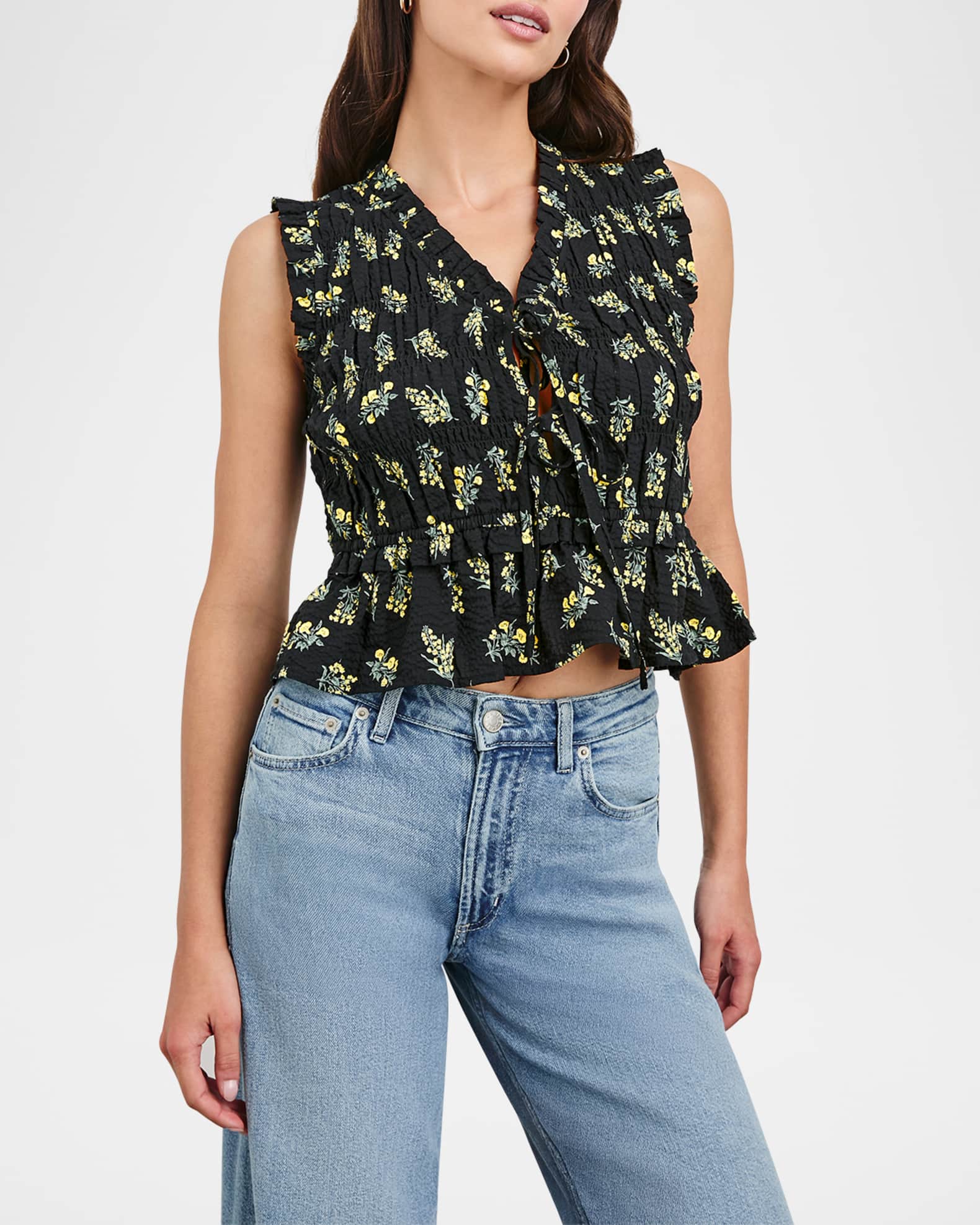 Rails Martine Ruffle-Trim Peplum Tank Top | Neiman Marcus