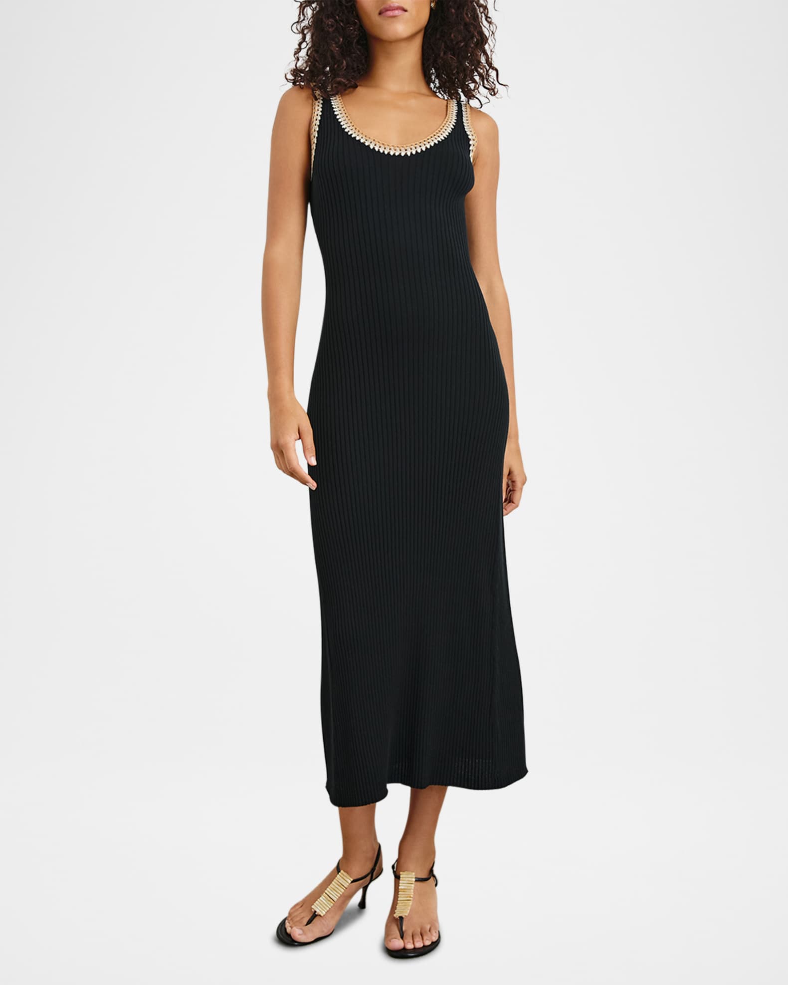 Rails Colleen Ribbed Crochet-Trim Dress | Neiman Marcus