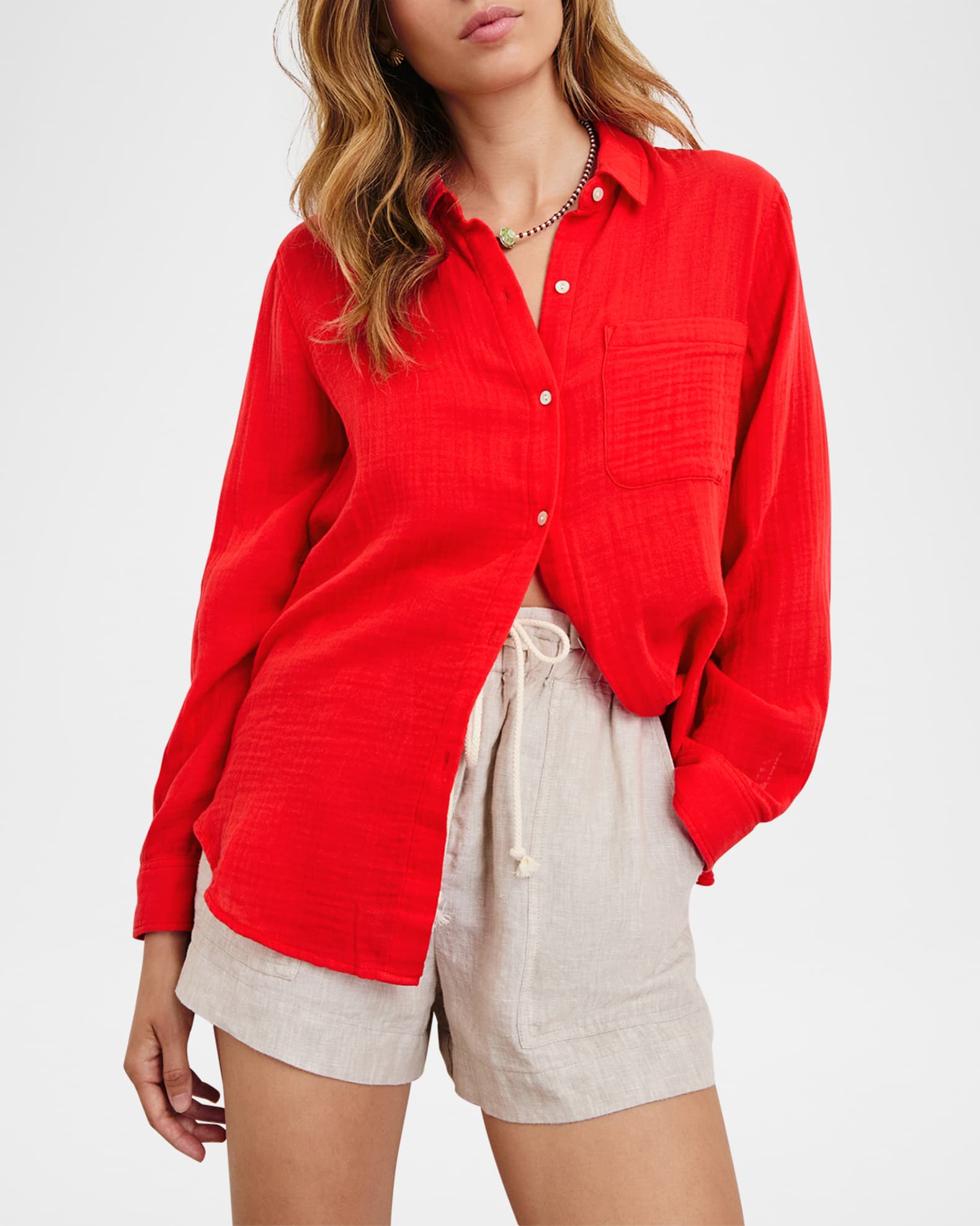 Rails Ellis Gauze Button-Front Shirt | Neiman Marcus