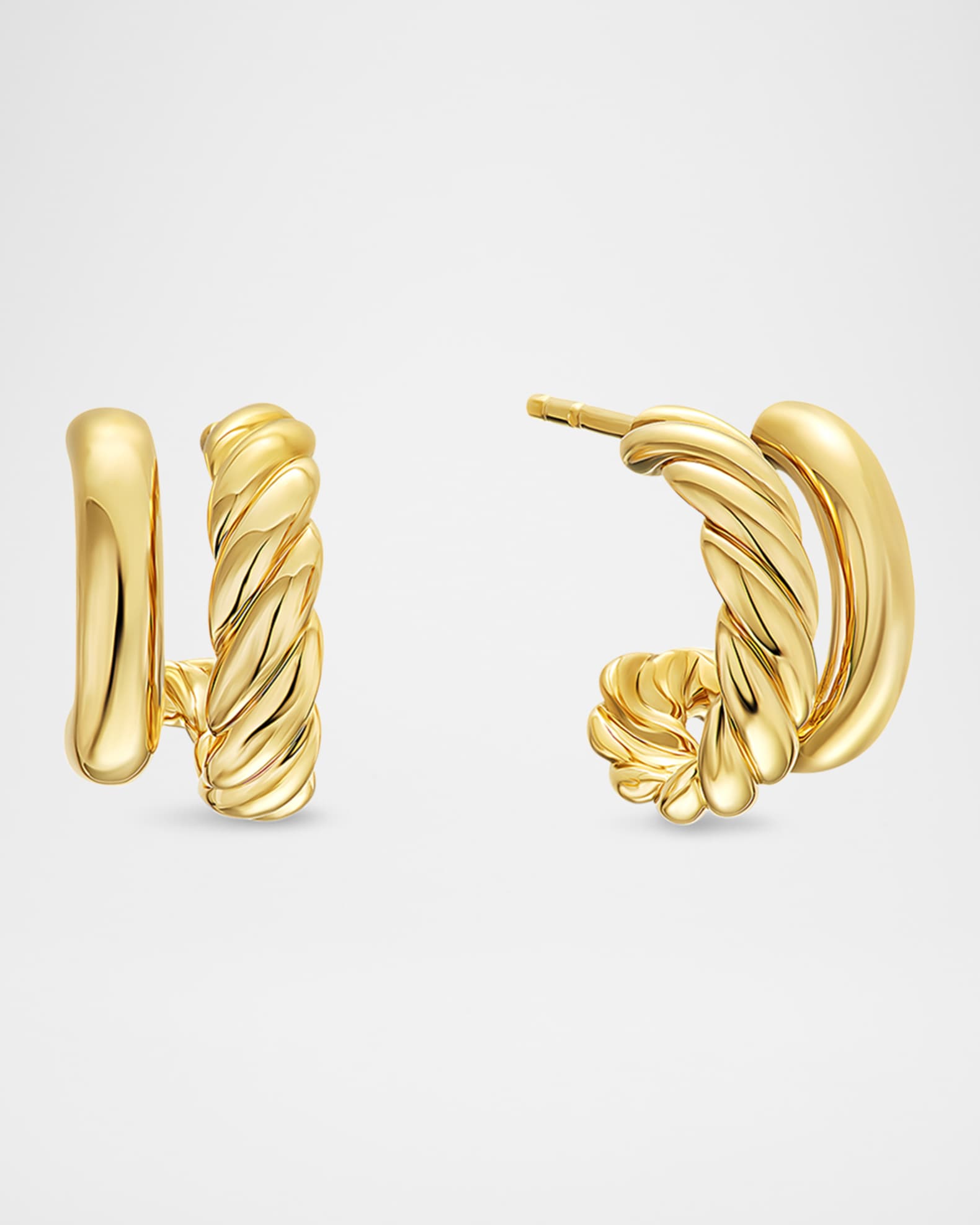 David Yurman DY Mercer Double Hoop Earrings in 18K Gold, 0.5"L | Neiman ...