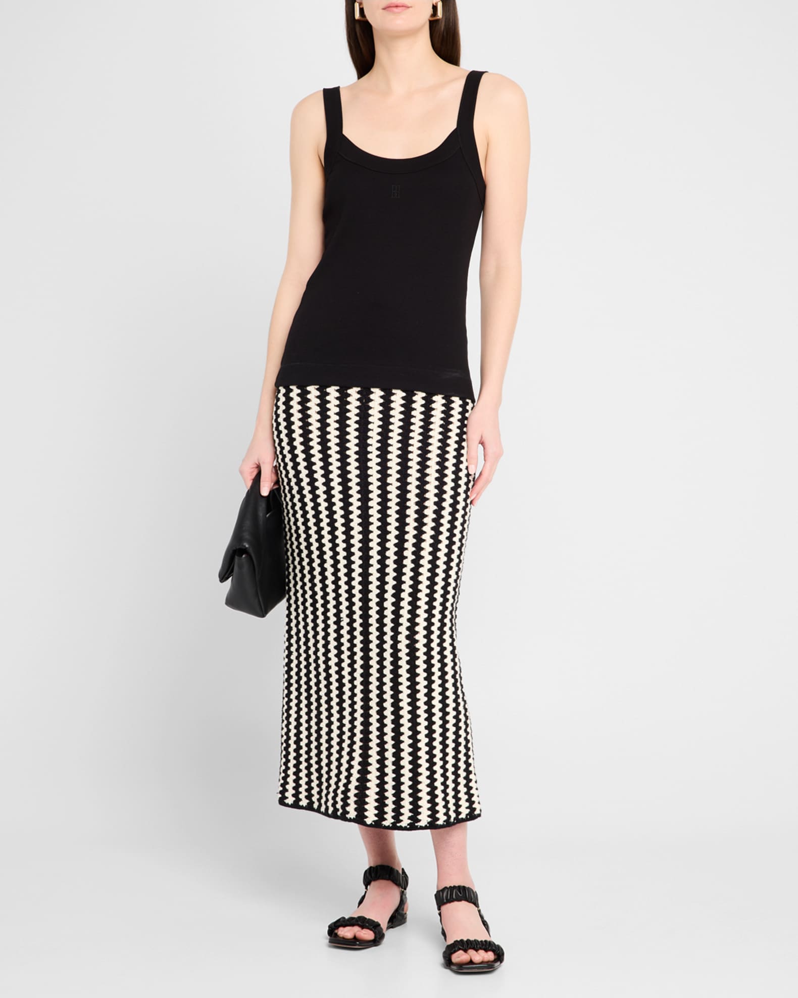 Frillio Ribbed Monogram Tank Top | Neiman Marcus