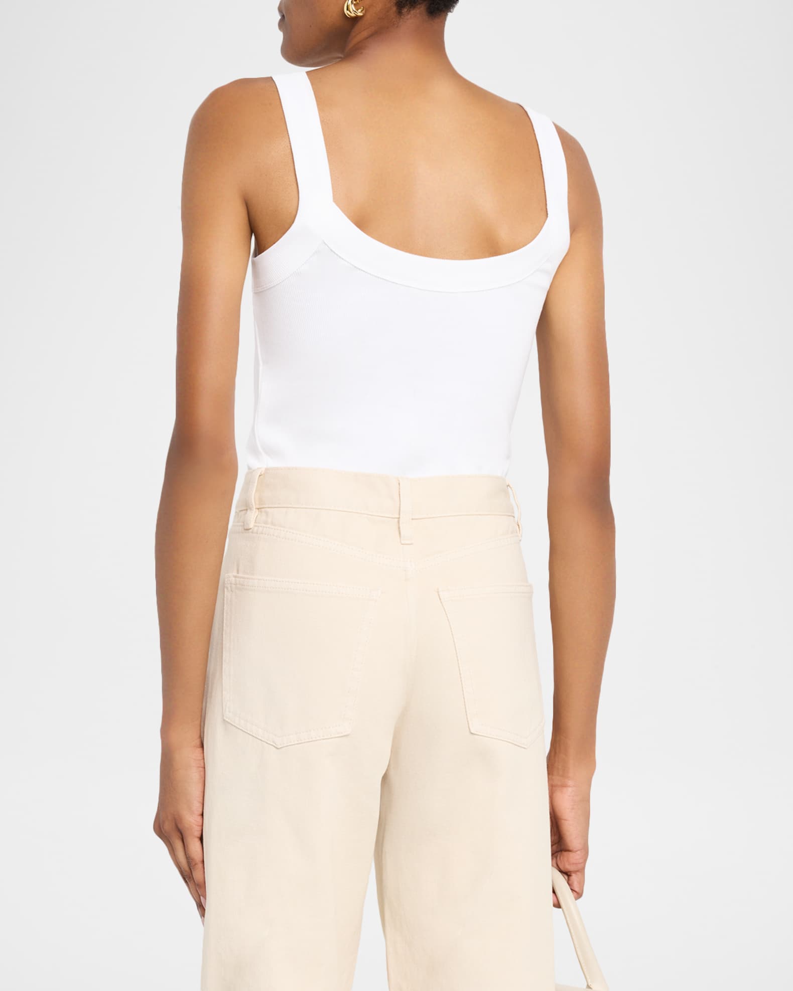 By Malene Birger Frillio Ribbed Monogram Tank Top | Neiman Marcus
