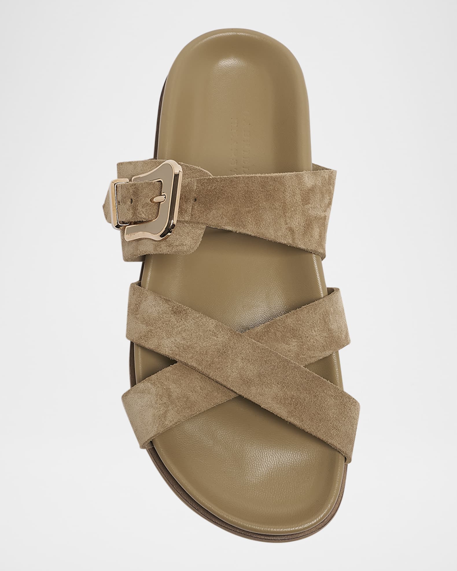 Gabriela Hearst Suede Buckle Crisscross Slide Sandals | Neiman Marcus