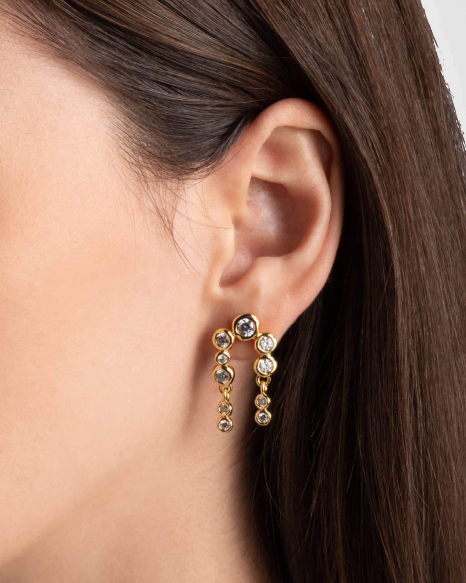Alexis Bittar Asterales Gold CZ Arched Post Earrings | Neiman Marcus