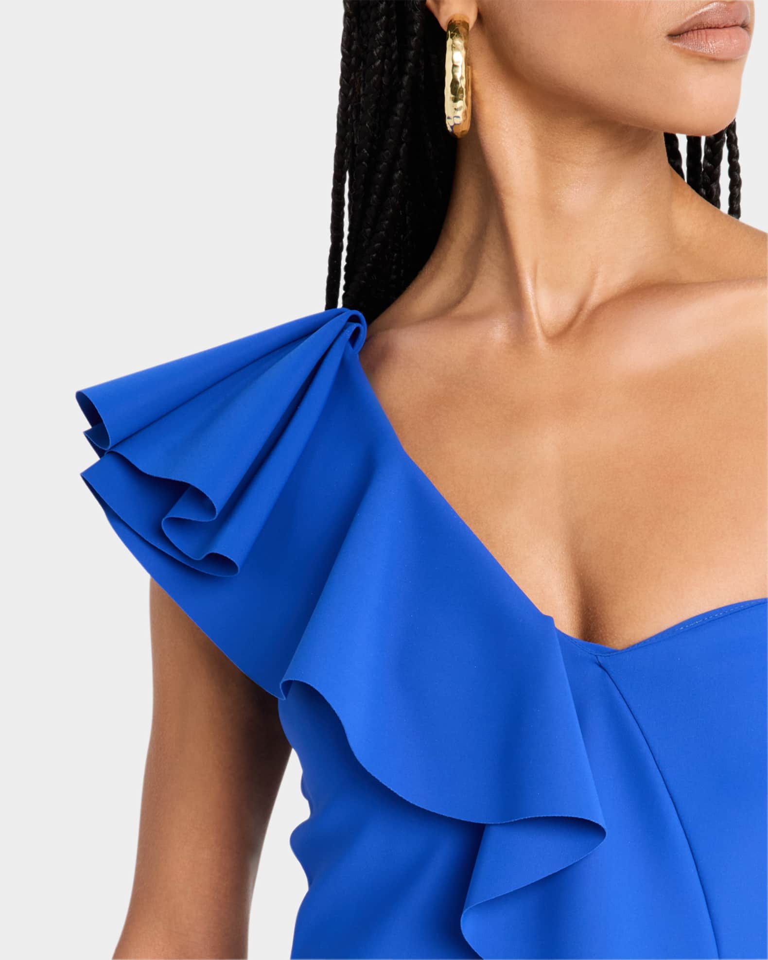 Chiara Boni La Petite Robe Kafu One-Shoulder Ruffle Gown | Neiman Marcus
