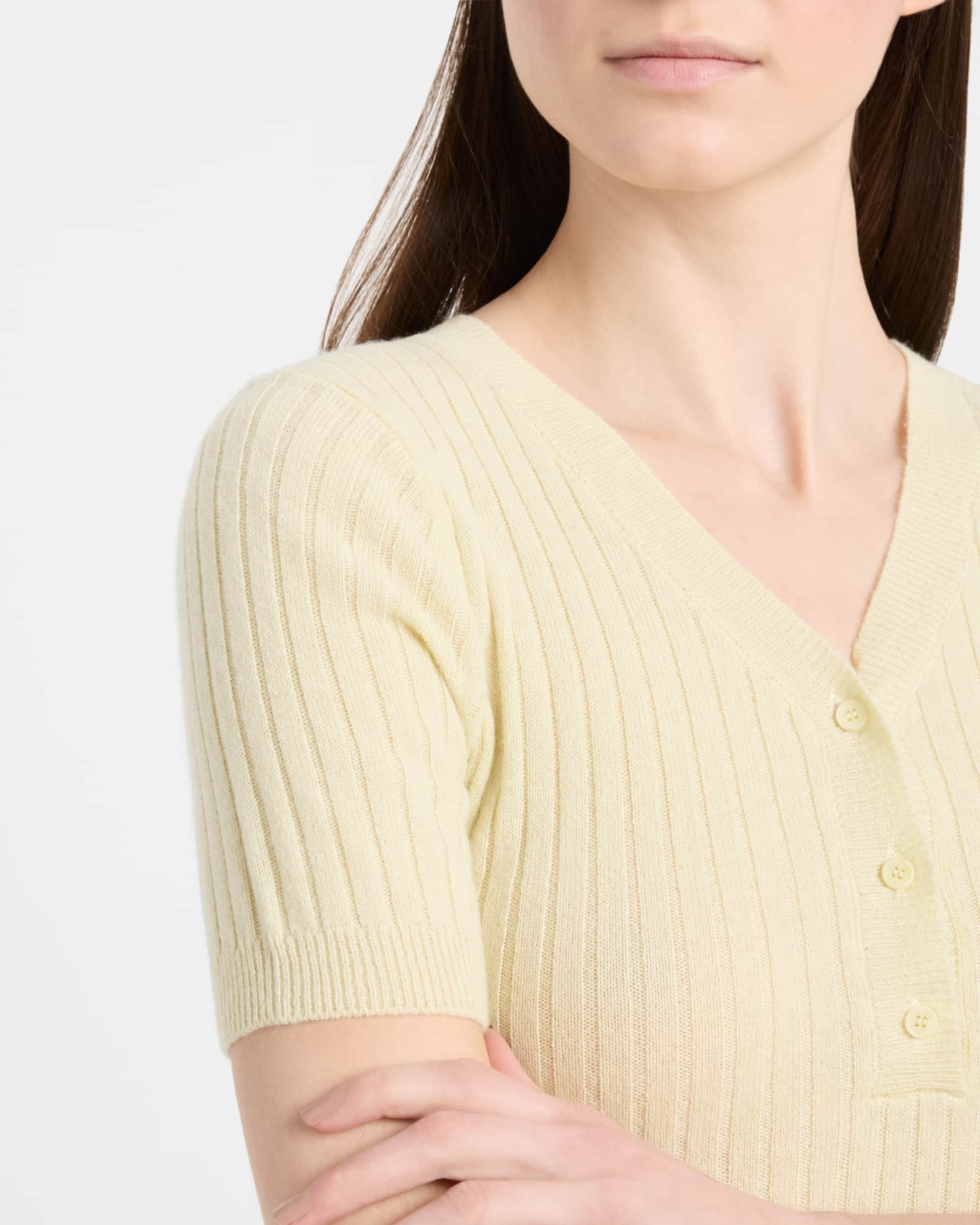 Sablyn Kennedy Ribbed Cashmere Henley | Neiman Marcus