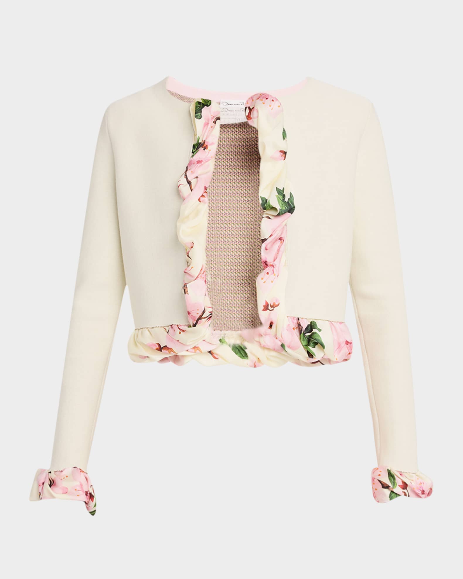 Oscar de la Renta Cherry Blossom Bubble Twist Cardigan | Neiman Marcus