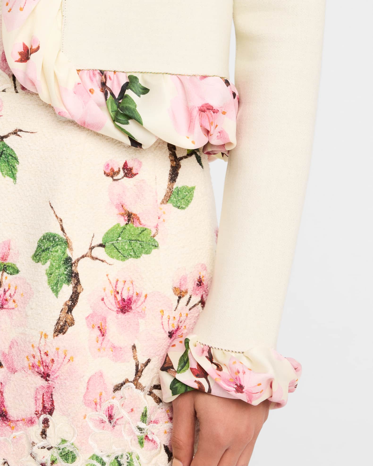 Oscar de la Renta Cherry Blossom Bubble Twist Cardigan | Neiman Marcus