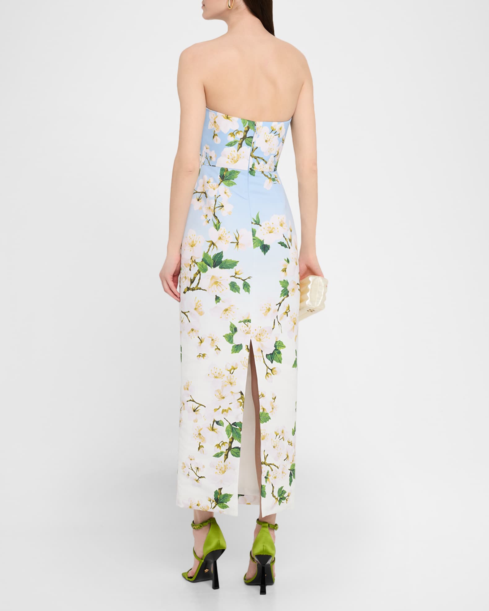 Oscar de la Renta Strapless Cherry Blossom Embroidered Gown | Neiman Marcus