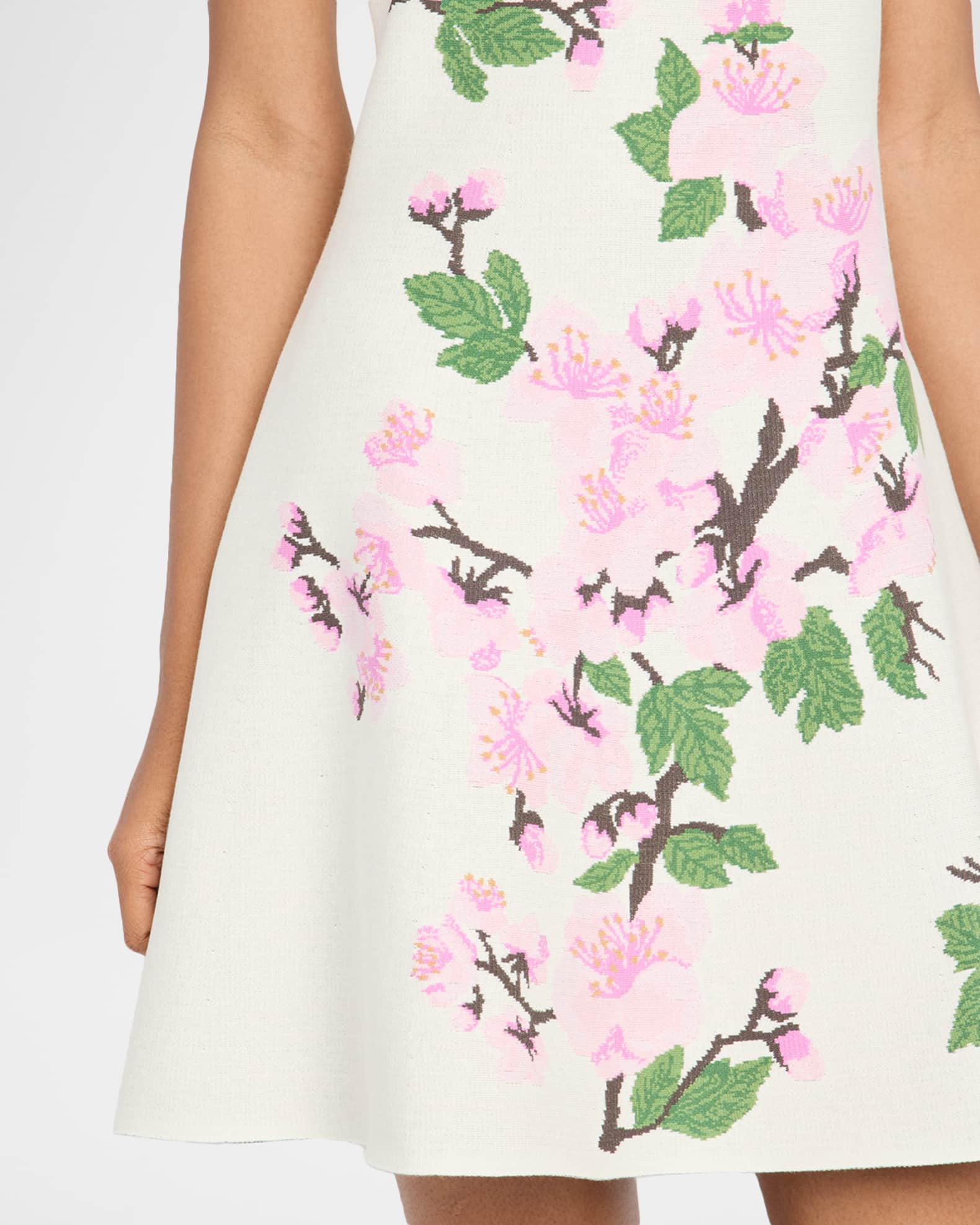 Oscar de la Renta Cherry Blossom Knit Fit-And-Flare Mini Dress | Neiman ...