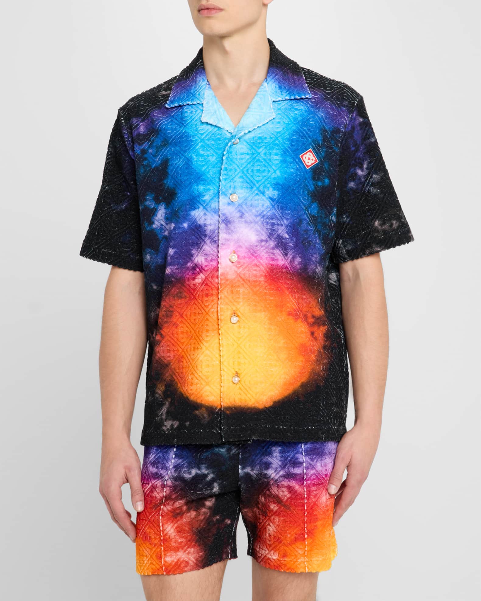 CASABLANCA Men's Gradient Monogram Toweling Camp Shirt | Neiman Marcus
