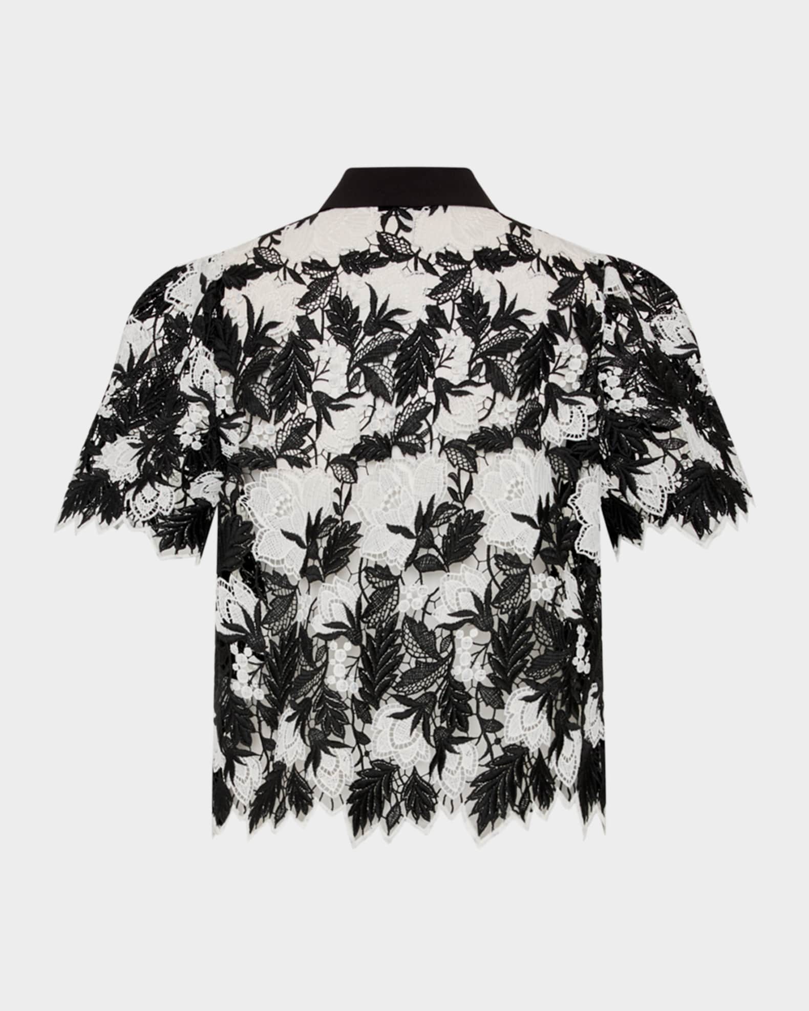 Milly Addison Button-Front Two-Tone Lace Top | Neiman Marcus