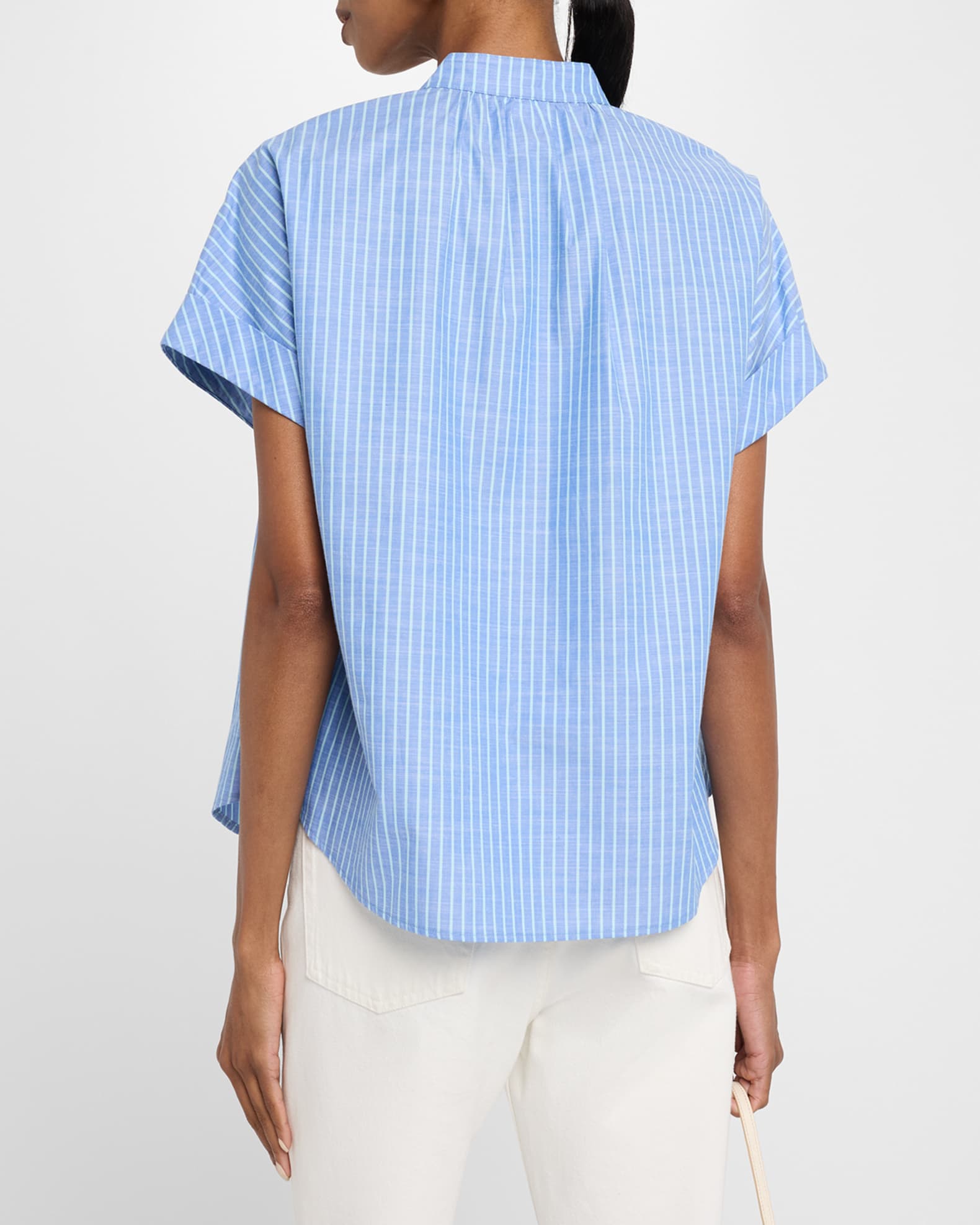 Finley Jay Striped Cotton Chambray Top | Neiman Marcus