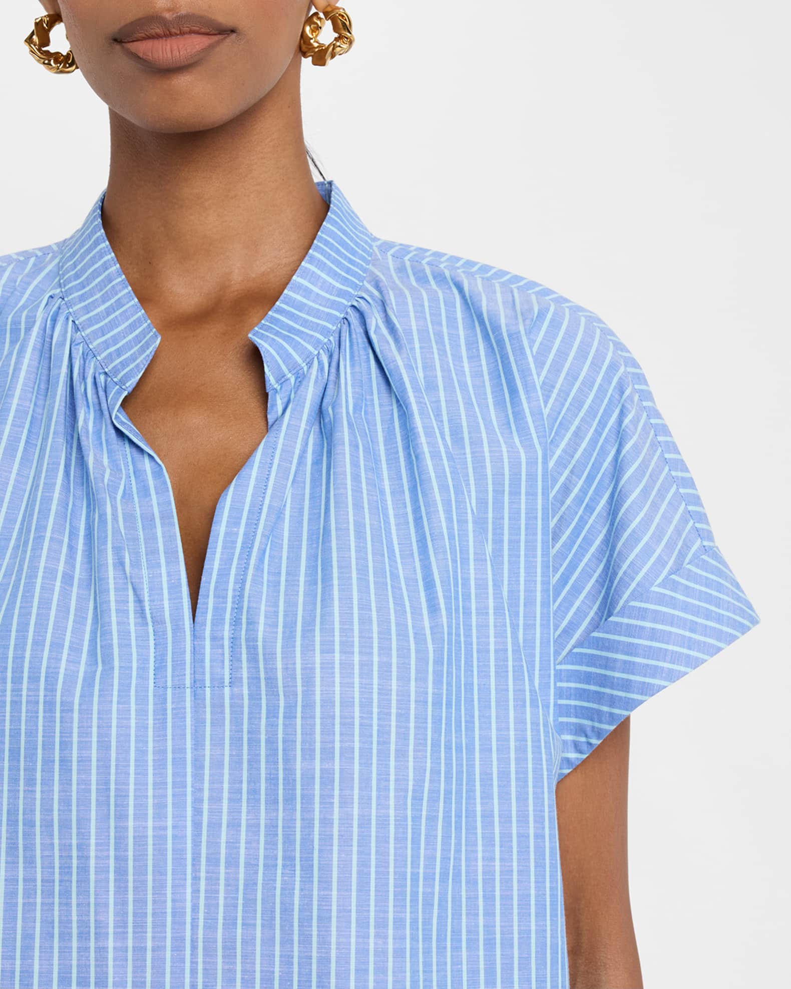 Finley Jay Striped Cotton Chambray Top | Neiman Marcus