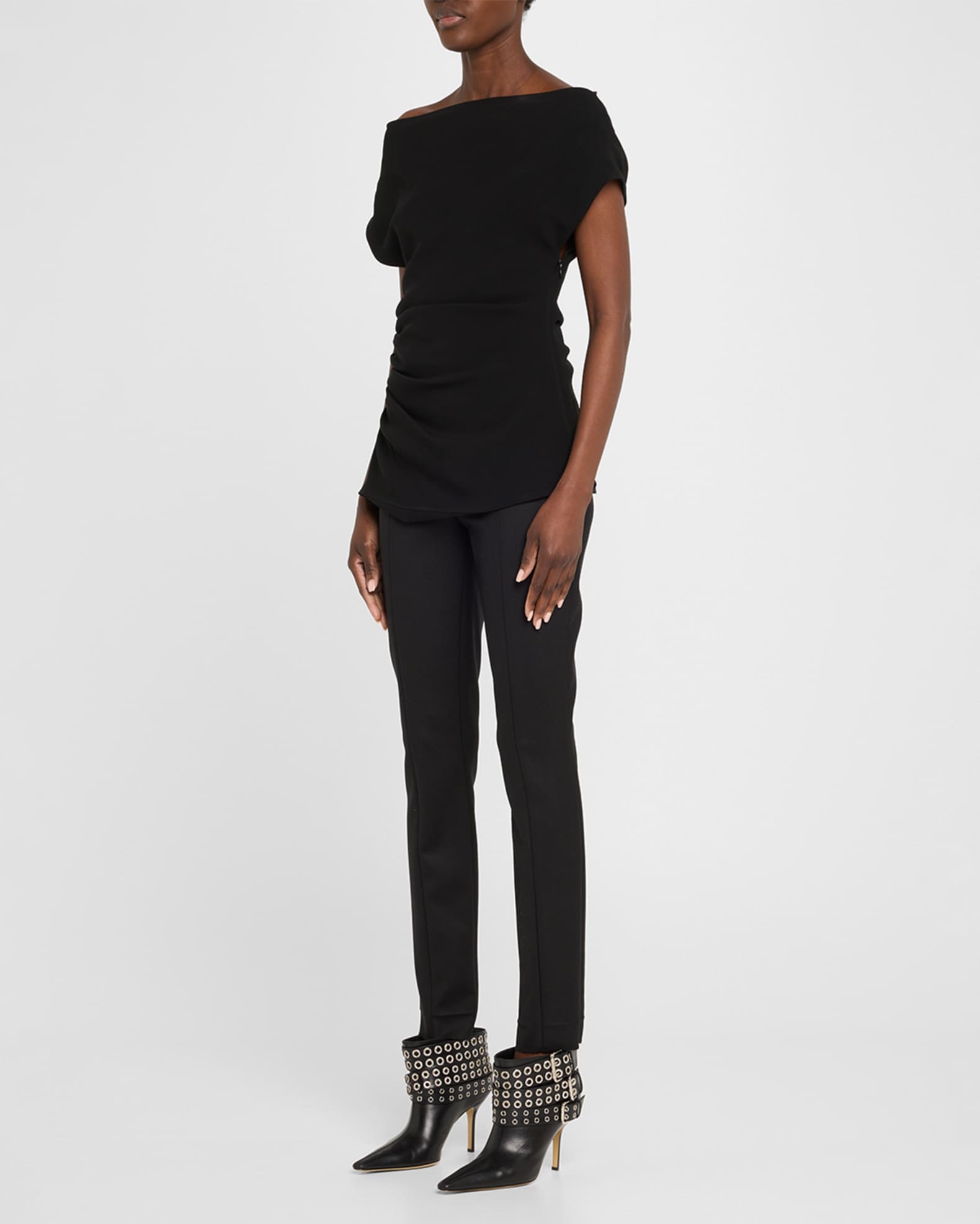 MACH & MACH Buckle Belt Leather Ankle Boots | Neiman Marcus